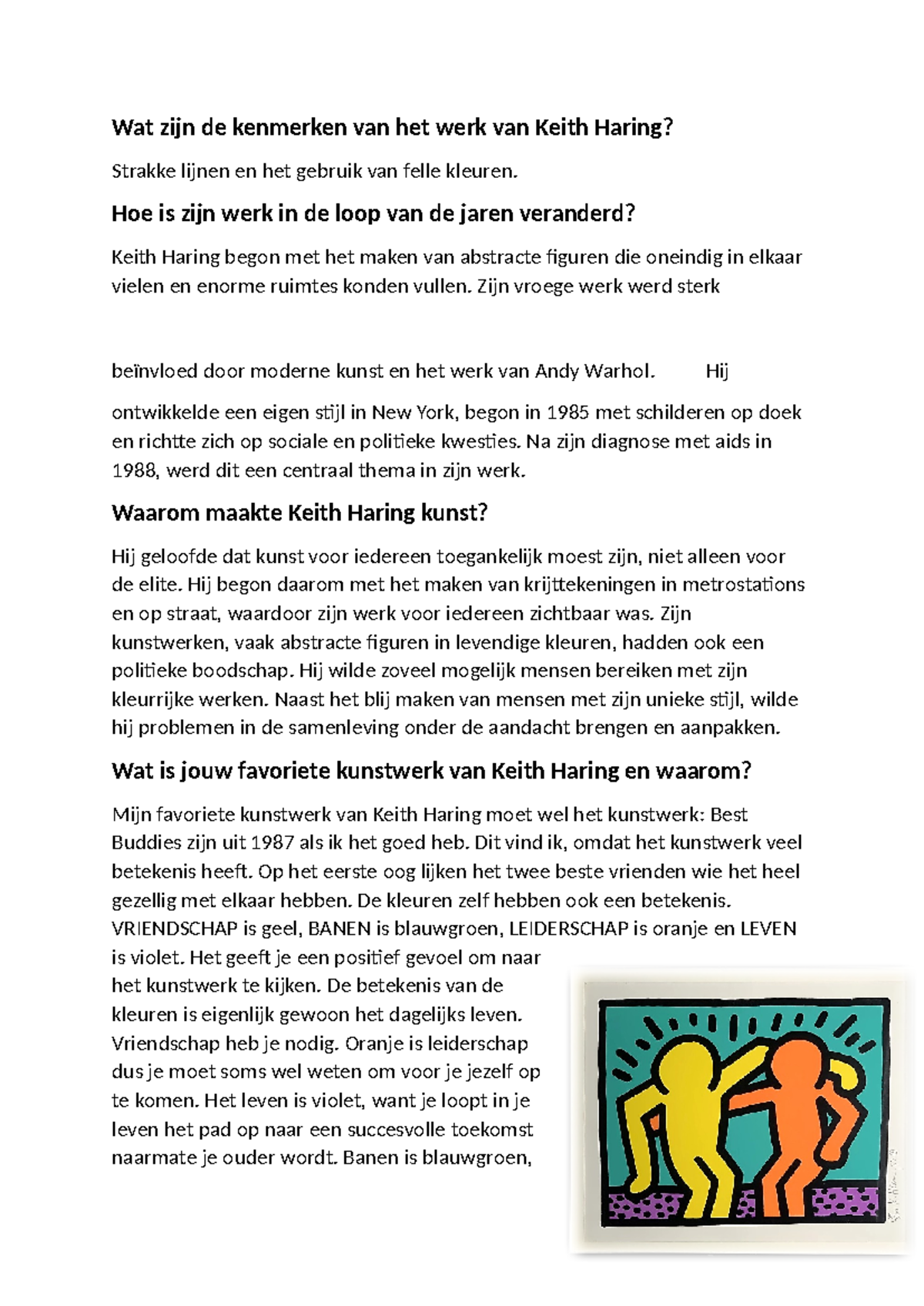 Kenmerken en Evolutie van Keith Haring's Kunst (CKV) - Studeersnel