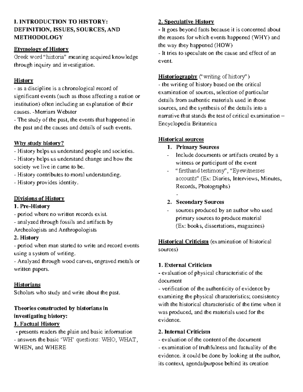 Midterm Reviewer for RPH: Introduction to History and Its Methodologies ...