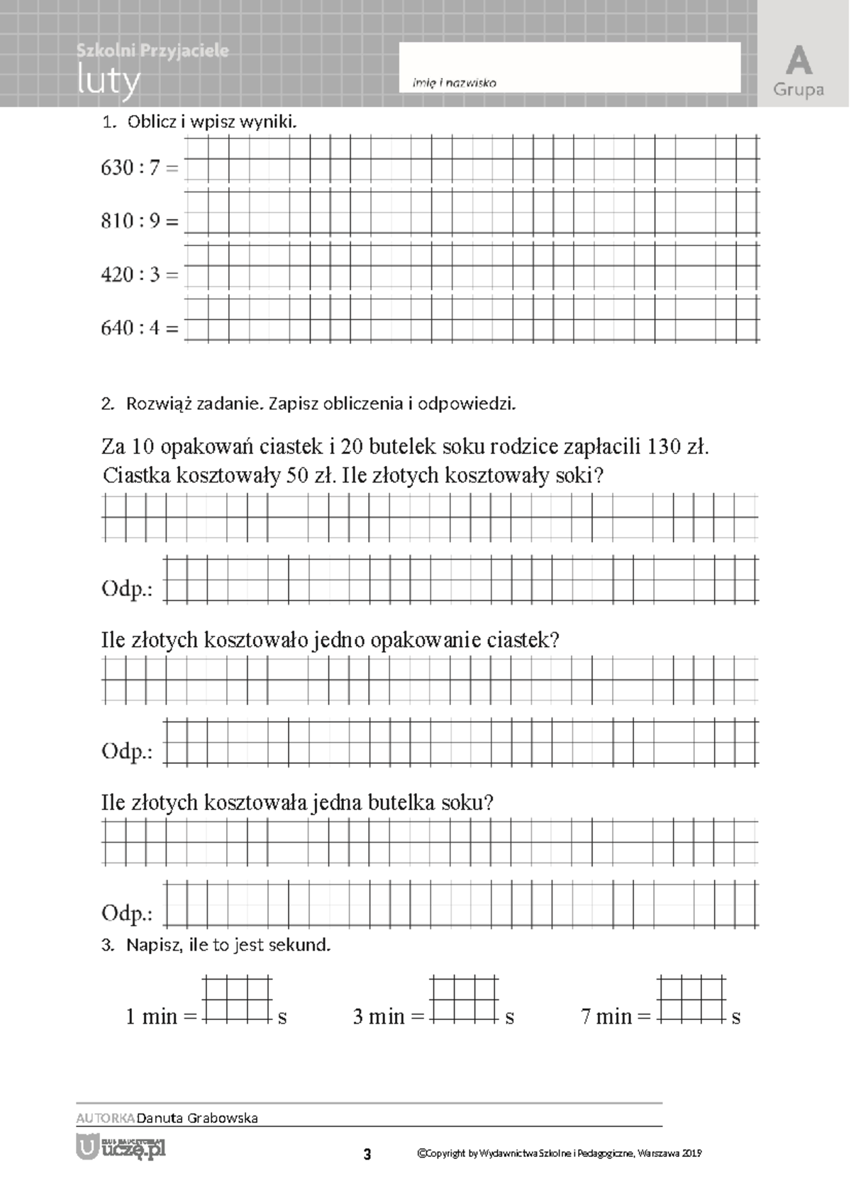 Sprawdzian z matematyki klasa 3 - Obliczenia i zadania do rozwiązania ...