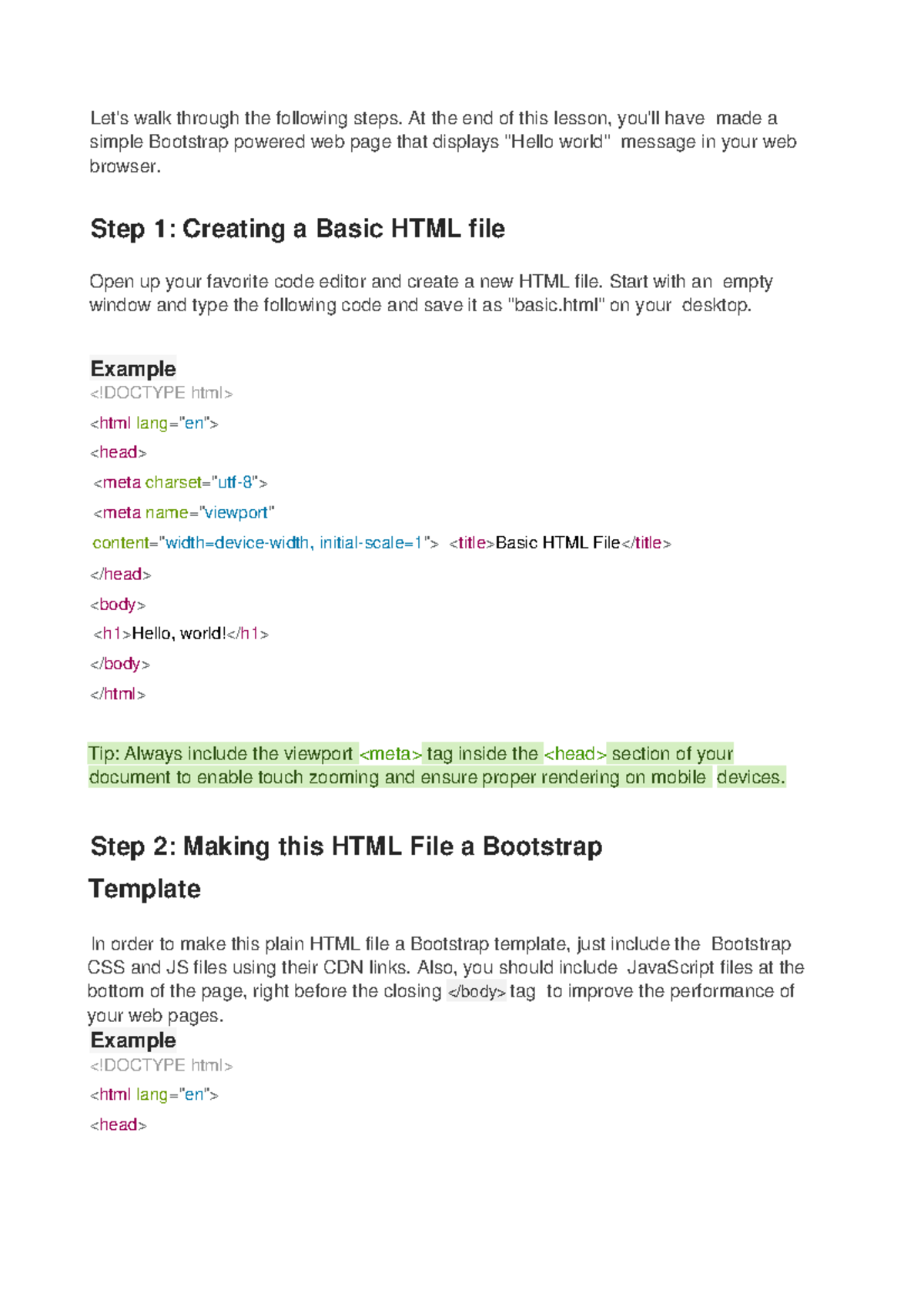 Lesson 2: Getting Started with Bootstrap for Web Development - Studocu
