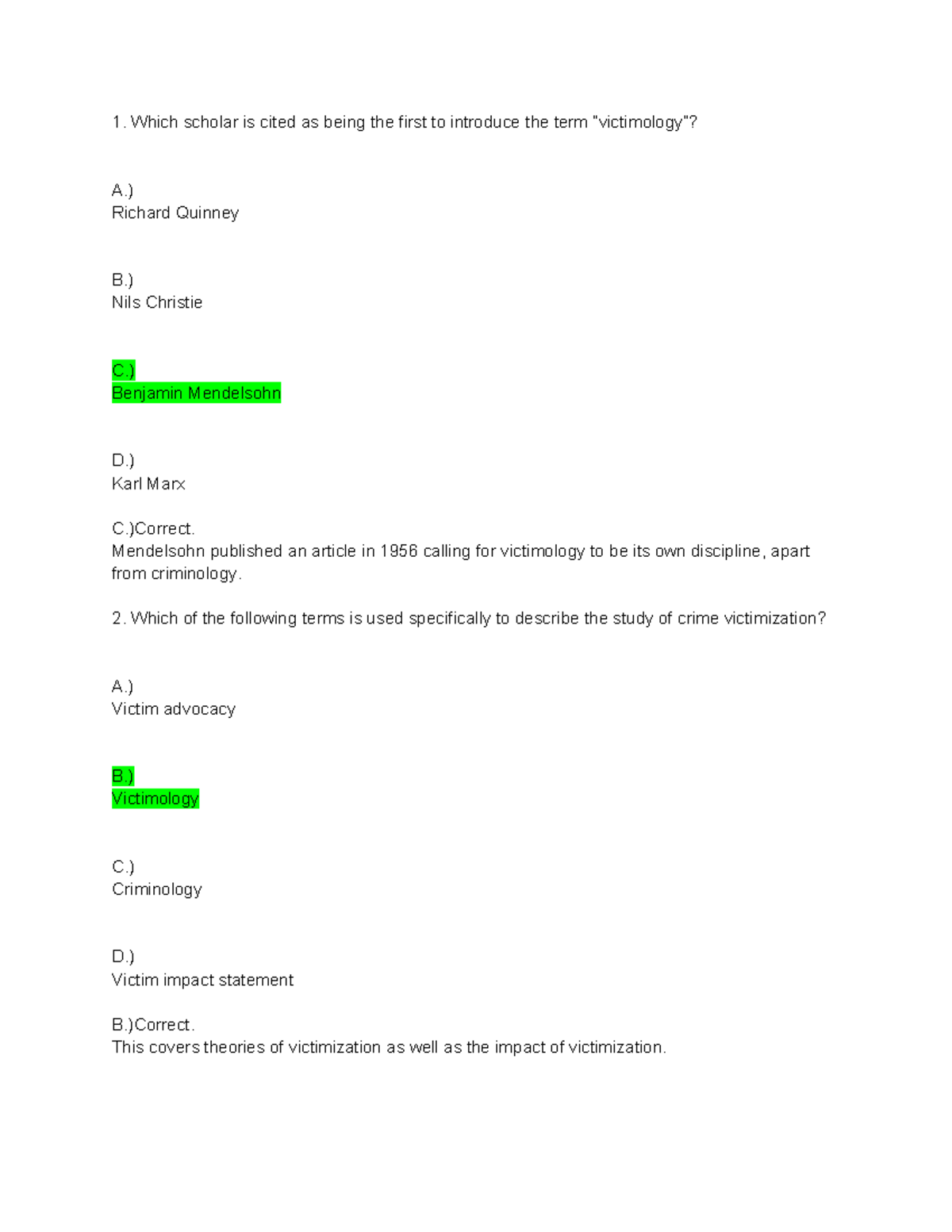 Criminology Exam Study Notes: Victimology & Theories (CRIM 4.1 & 4 ...