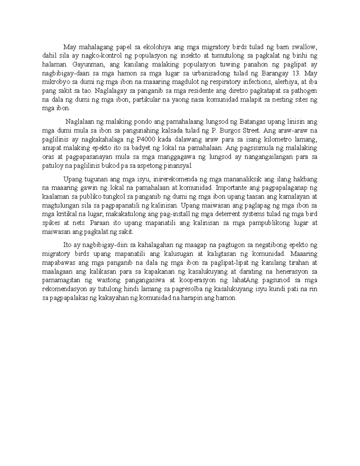 Konklusyon - filipino - May mahalagang papel sa ekolohiya ang mga ...