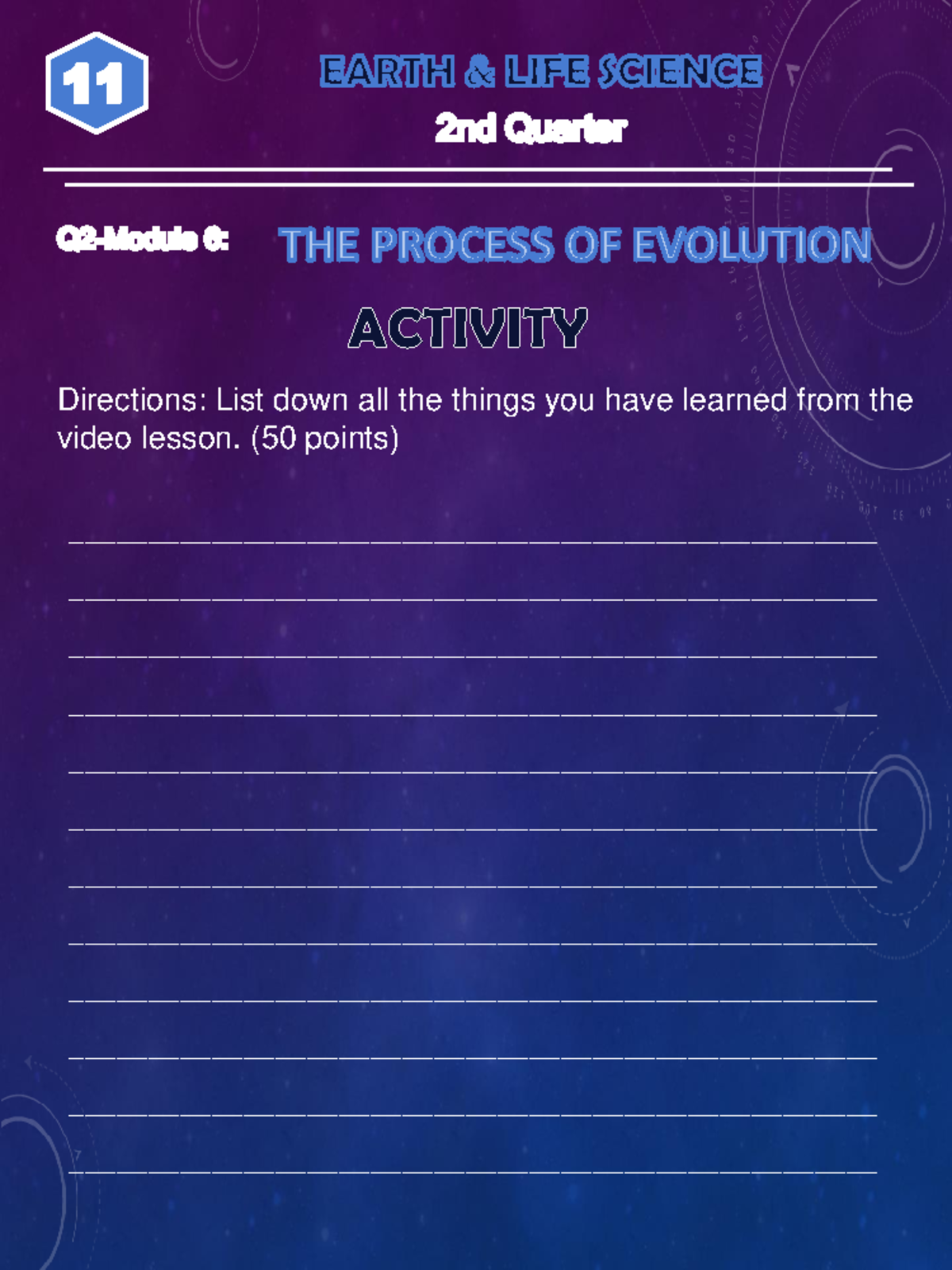 Q2-W6- Activity- Process OF Evolution - Directions: List down all the ...