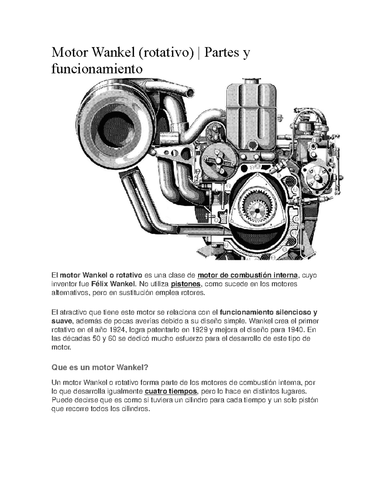 Motor Wankel - Apuntes 1 - Motor Wankel (rotativo) | Partes y ...
