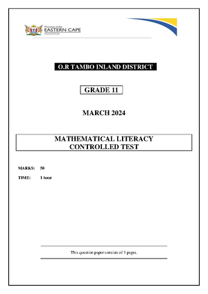 Grade 12 Mathematical Literacy Revision Study Guide 1 - 1 MATHEMATICAL ...