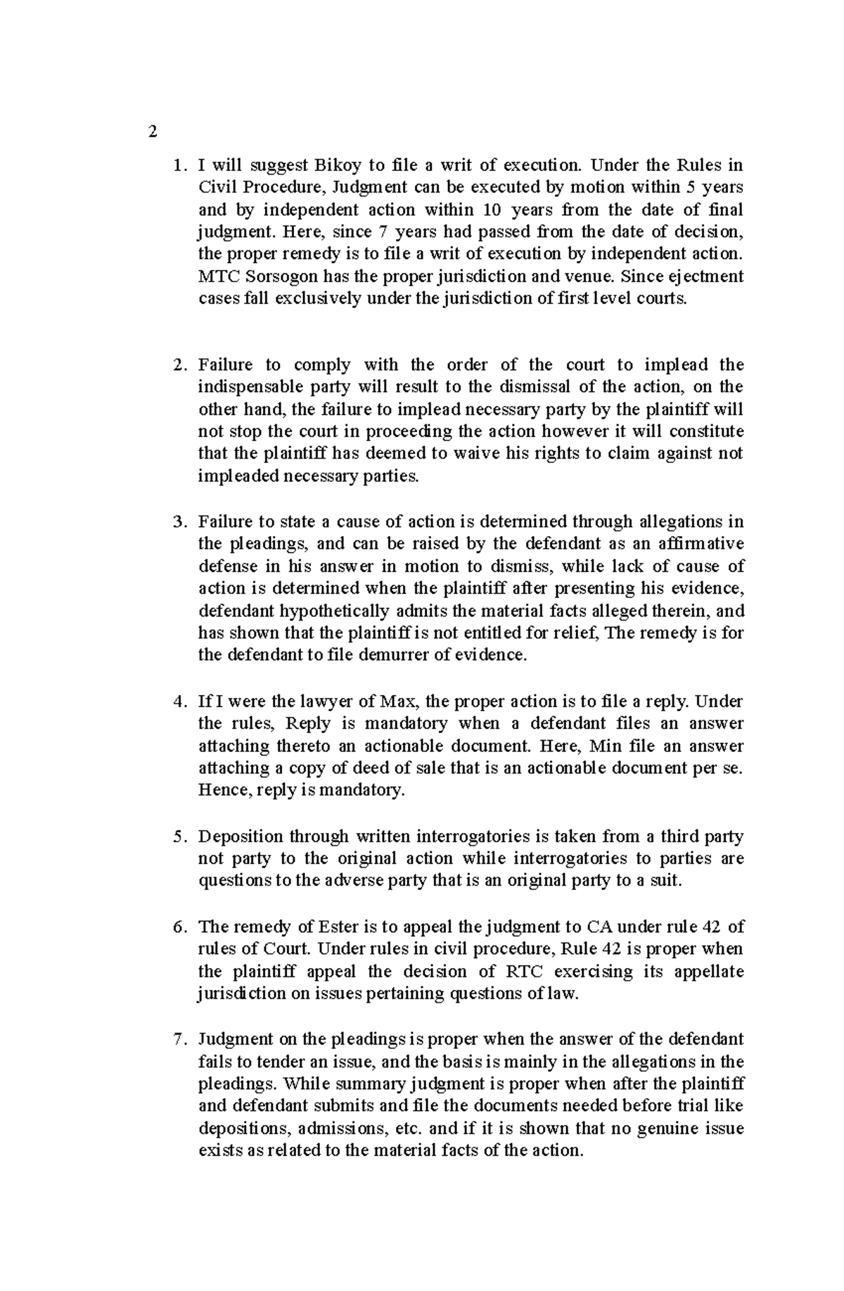 Civil Procedure Quiz: Key Concepts and Remedies Explained - Studocu