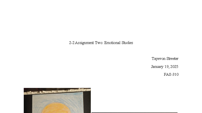 FAS-310 Assignment 2: Exploring Emotional Dualities - Studocu
