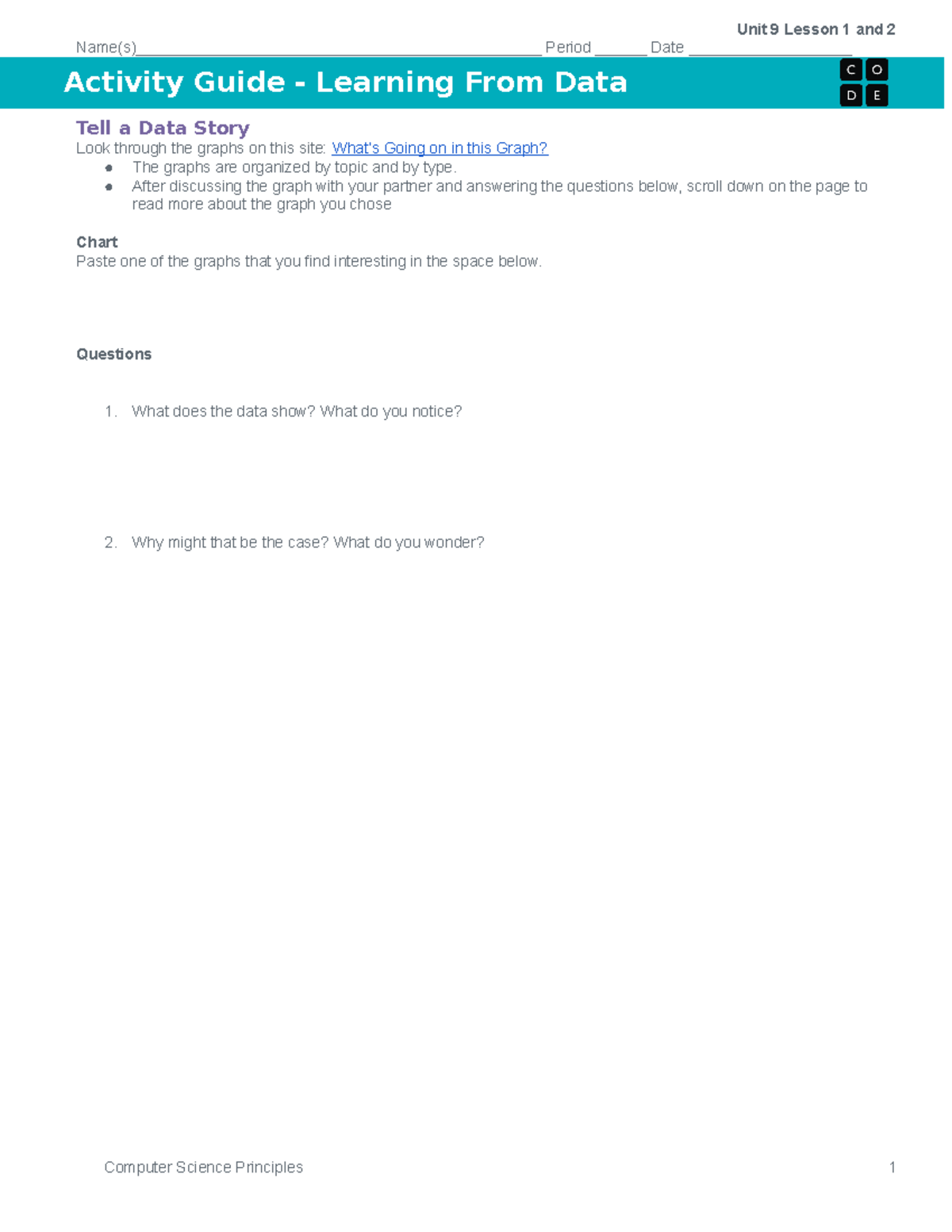 Learning From Data - Unit 9 Lesson 1 and 2 - Unit 9 Lesson 1 and 2 ...