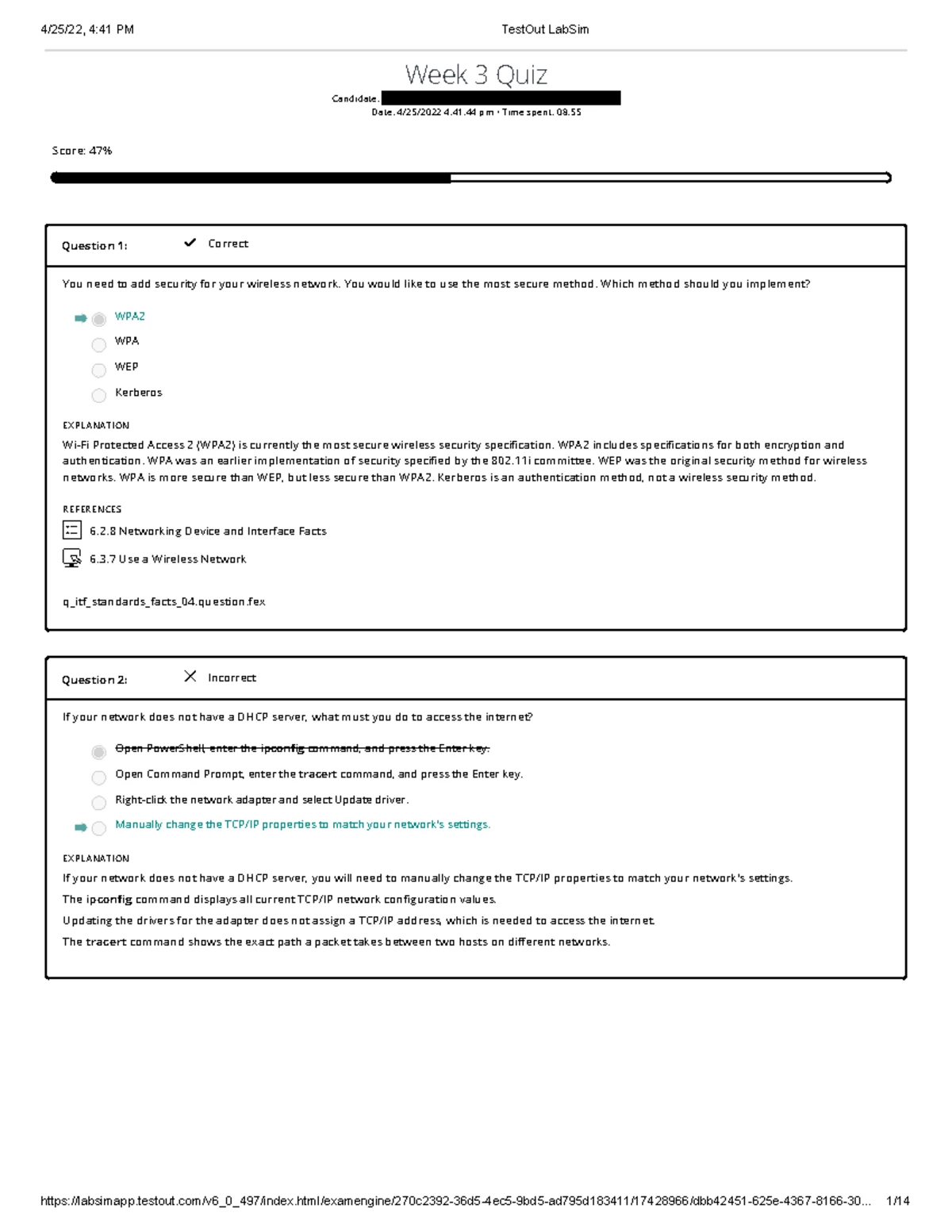 Explore the Motherboard Lab - Test Out Lab Sim Results - 4/6/22, 3:38 ...
