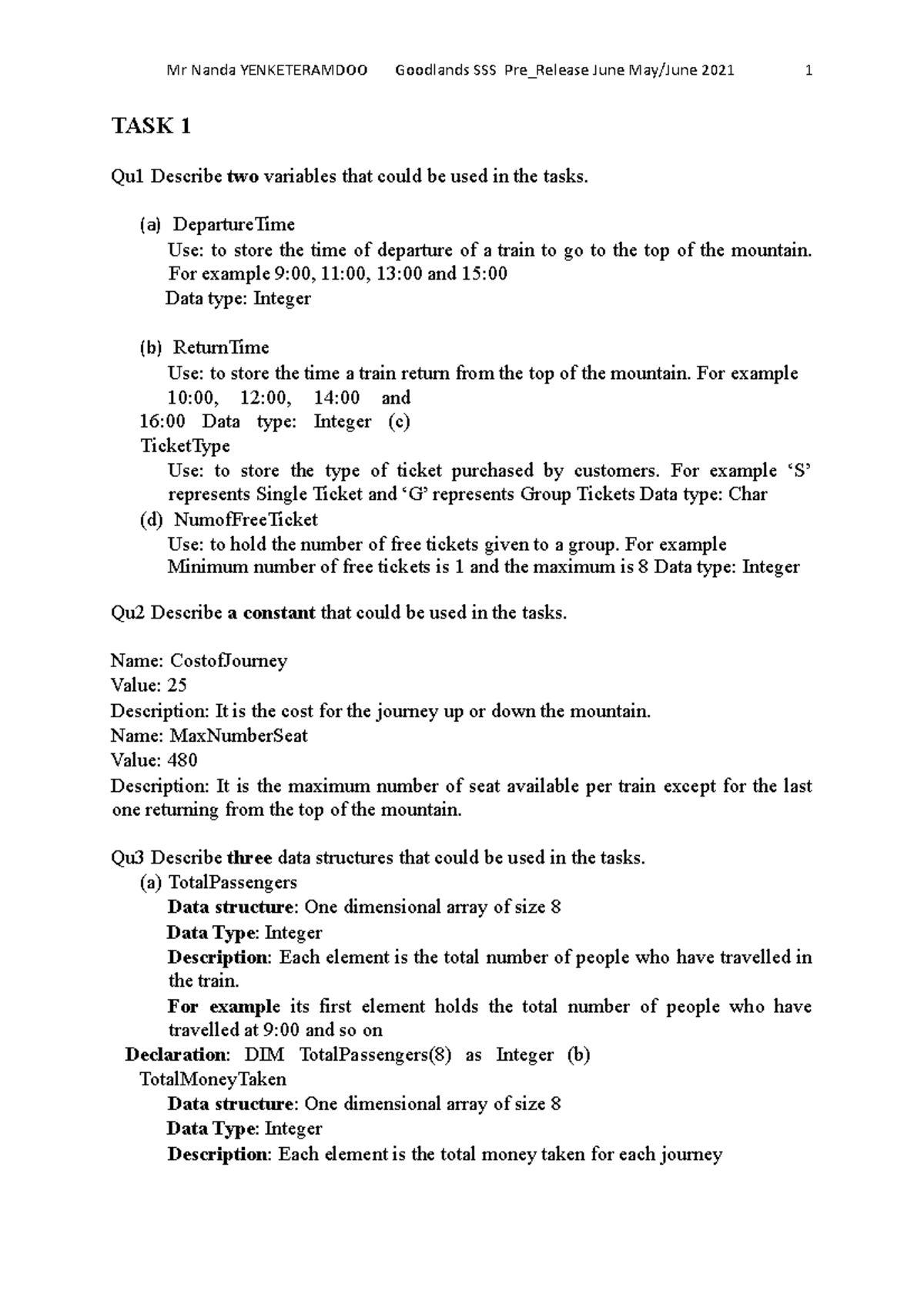 Data Structures & Code Implementation for TASK 1 - CS101 - Studocu