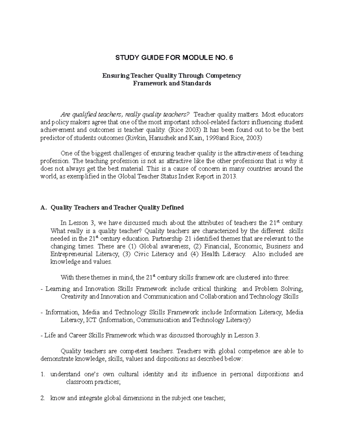 The Teaching Profession module 9 - Facilitating Learner Centered-Teaching - PangSU - Studocu