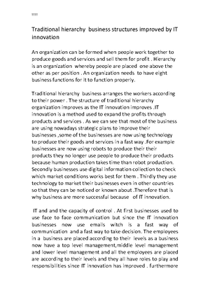 Traditional hierarchy business structure improved by IT innovation ...