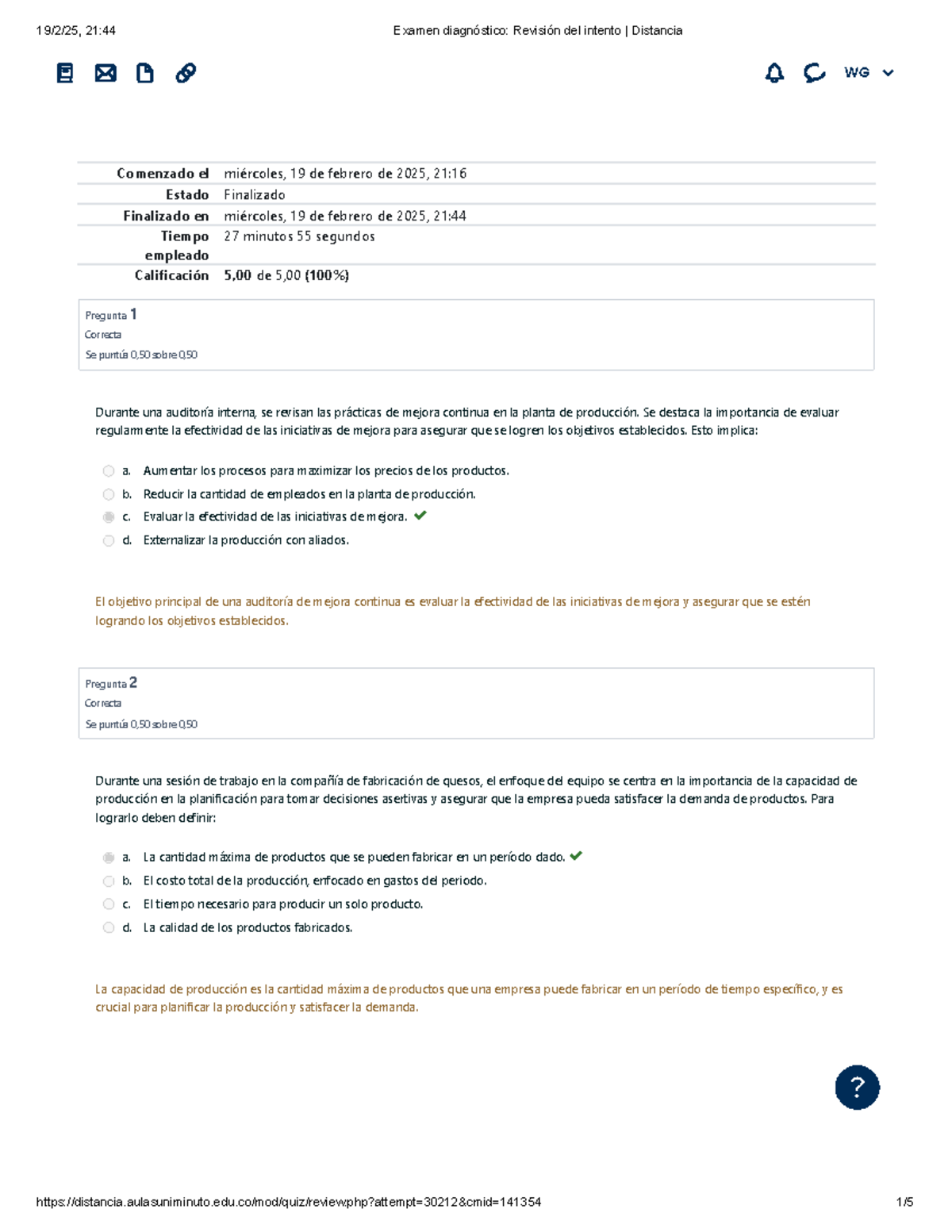Examen Diagnóstico Distancia 1: Revisión y Respuestas Correctas - Studocu