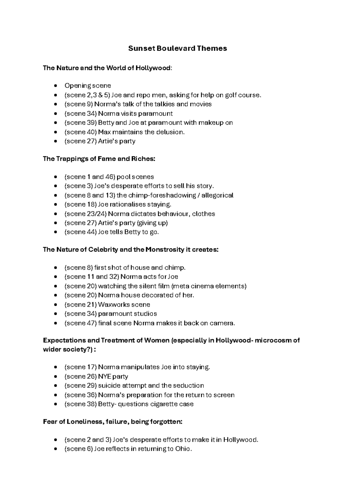 Sunset Boulevard Analysis: Themes, Quotes, and Film Techniques - Studocu