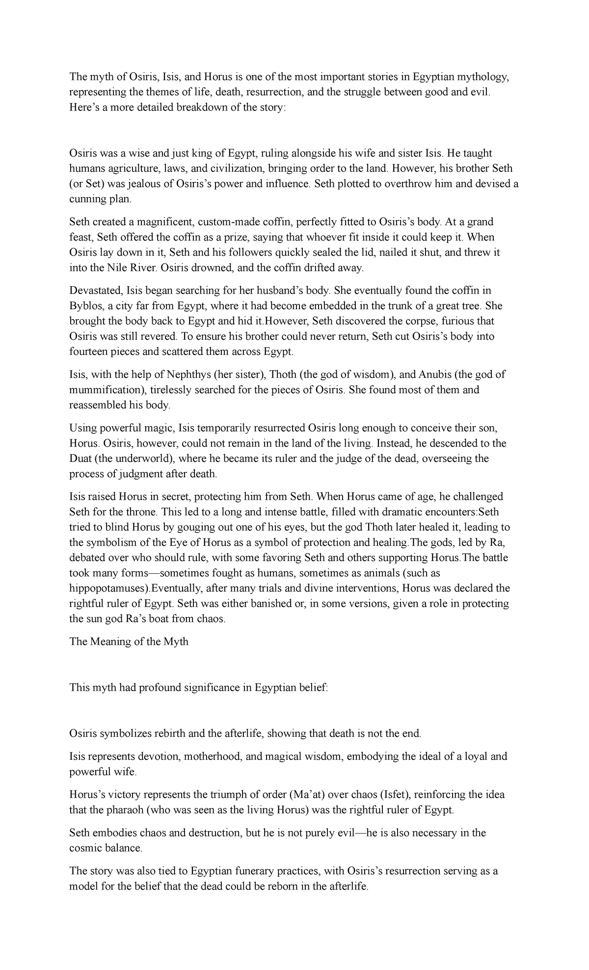 Horus: The myth of Osiris, Isis, and the battle for Egypt's throne ...