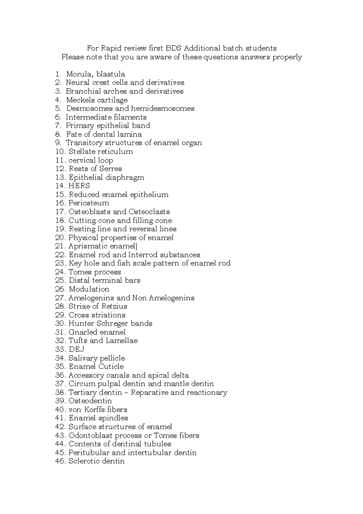 Rapid Review: First BDS Additional Batch Study Guide - Studocu