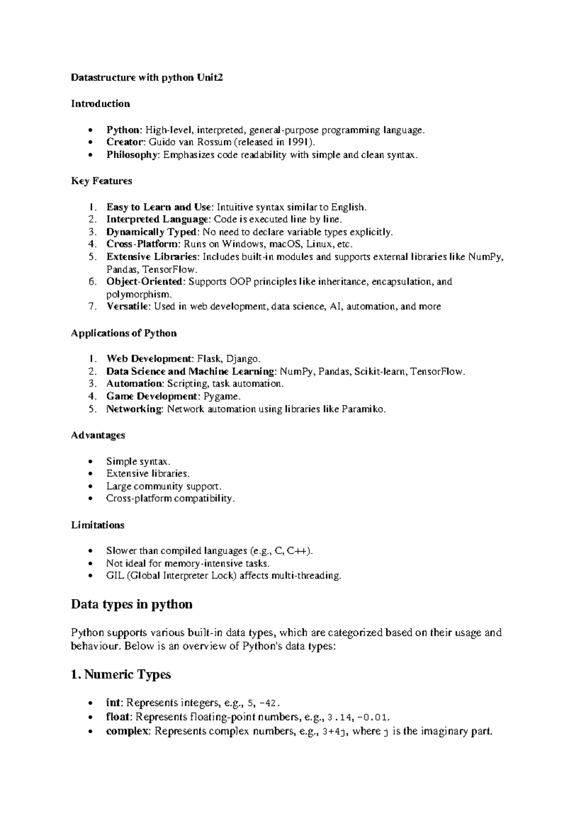 Data structure with python EE ECE - Datastructure with python Unit ...