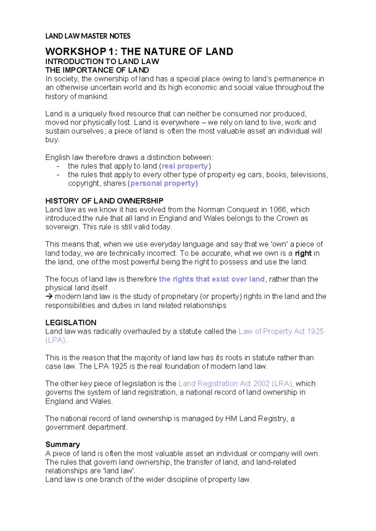 Land Law Master Notes: Understanding Rights, Ownership & Registration ...