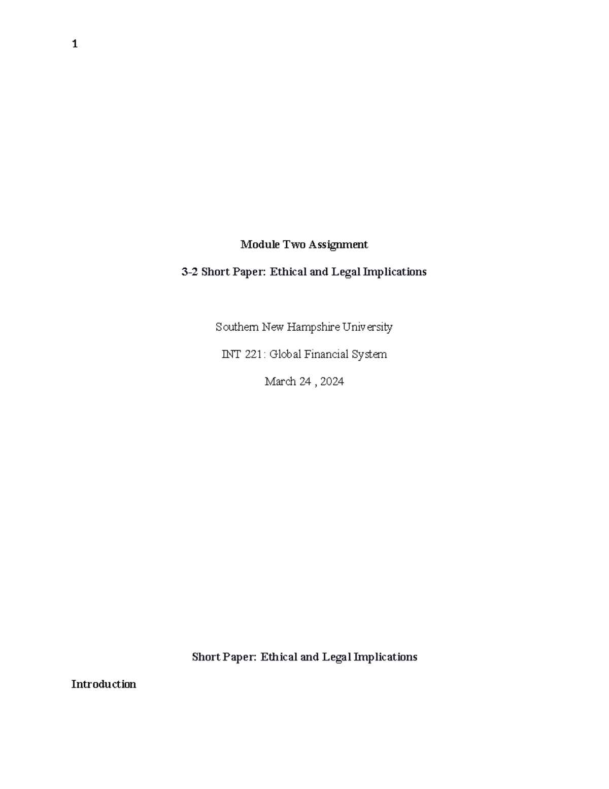 INT221 - Module Two Short Paper: Ethical & Legal Implications in India ...
