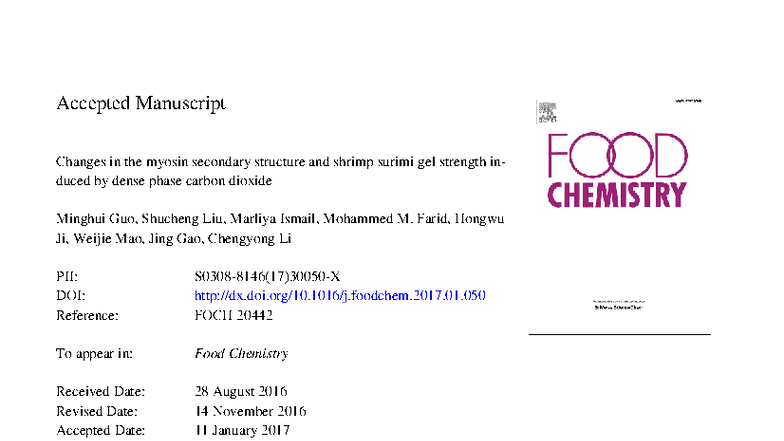 Guo2017 - Food safety - Accepted Manuscript Changes in the myosin ...