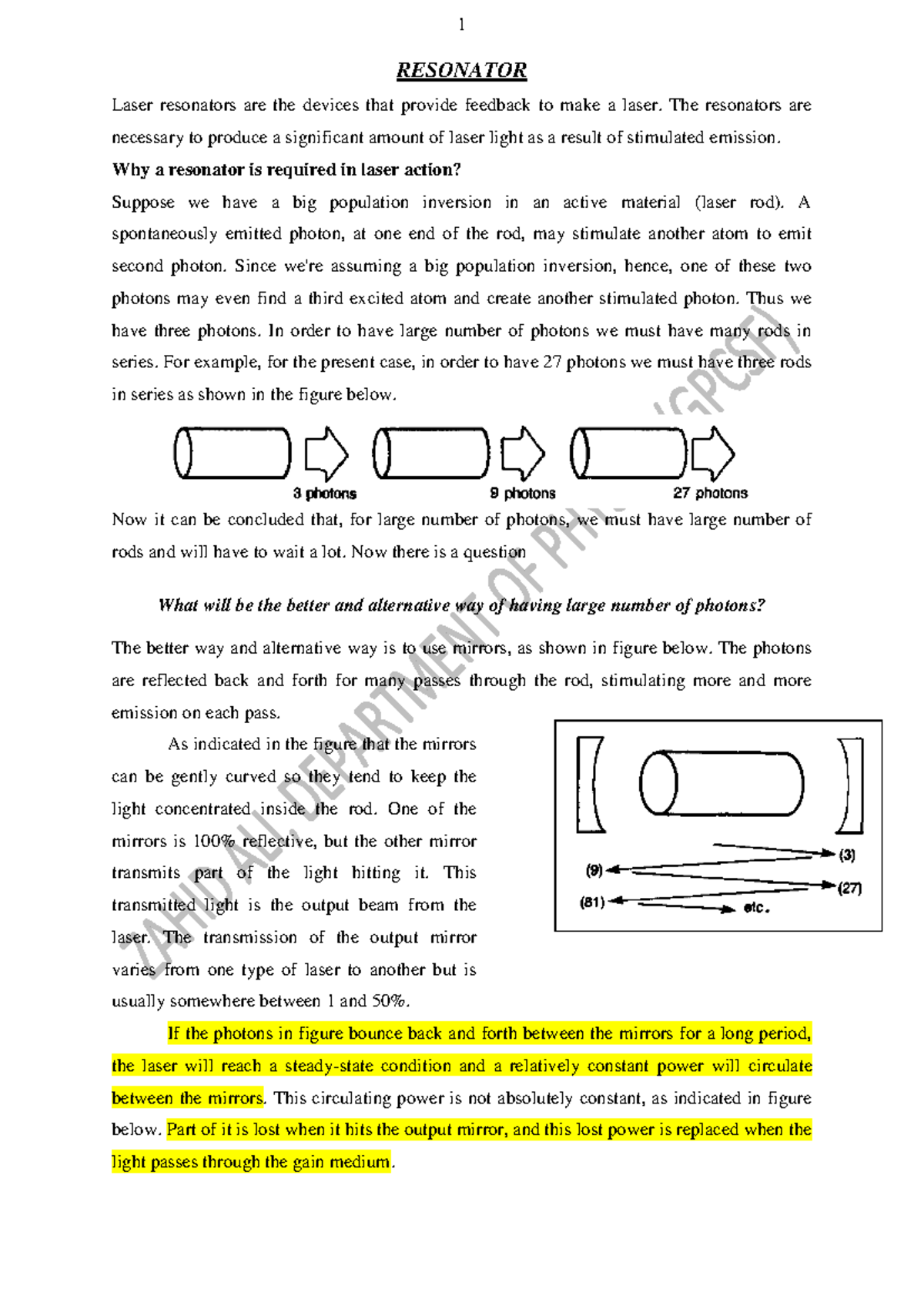 4.why resonator and rasonator modes - RESONATOR Laser resonators are ...