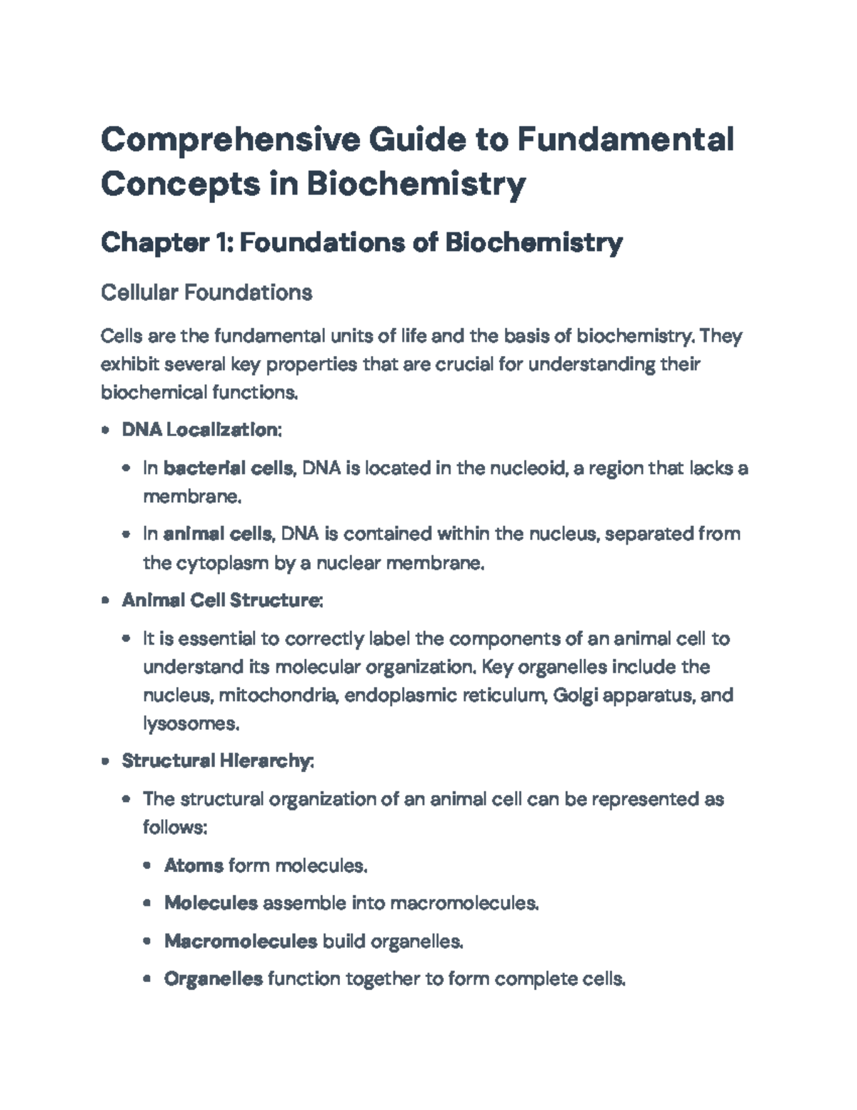 Biochemistry 101: Chapter 1 - Foundations of Cellular and Chemical ...