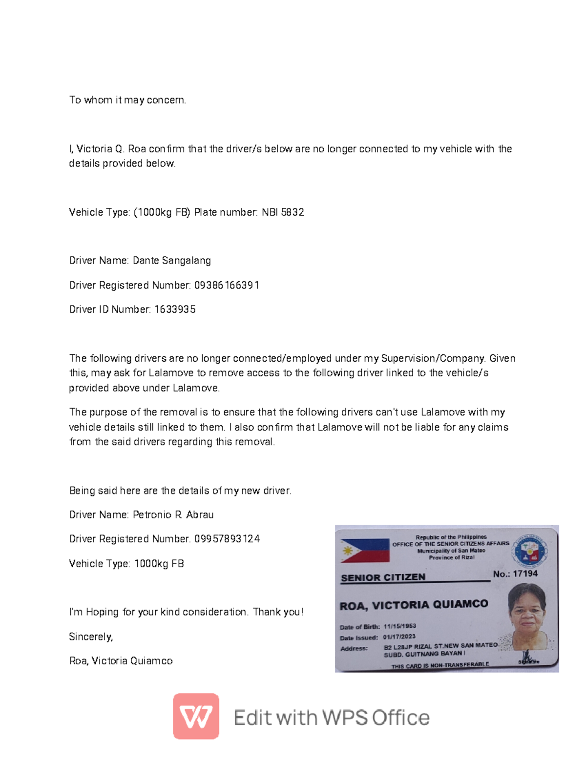 Revoking Letter for Driver Access - Notes on Vehicle Management - Studocu