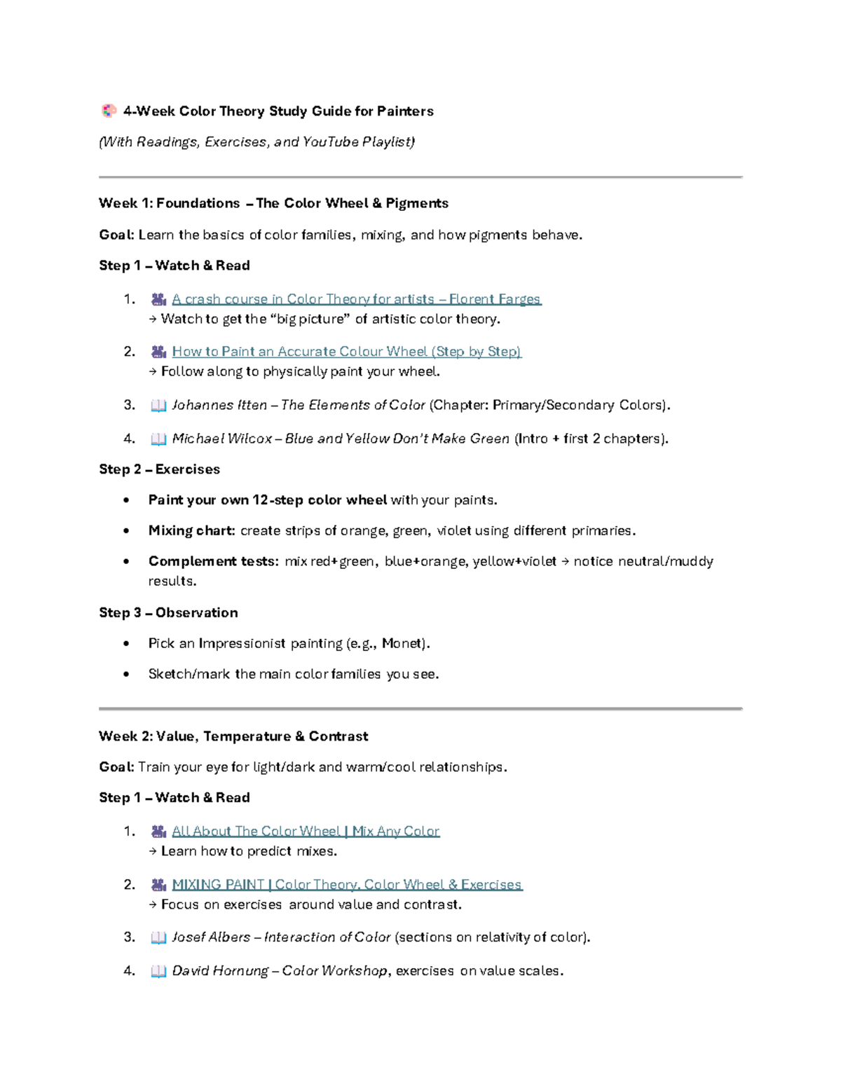 4-Week Color Theory Study Plan for Painters (With Exercises & Videos ...