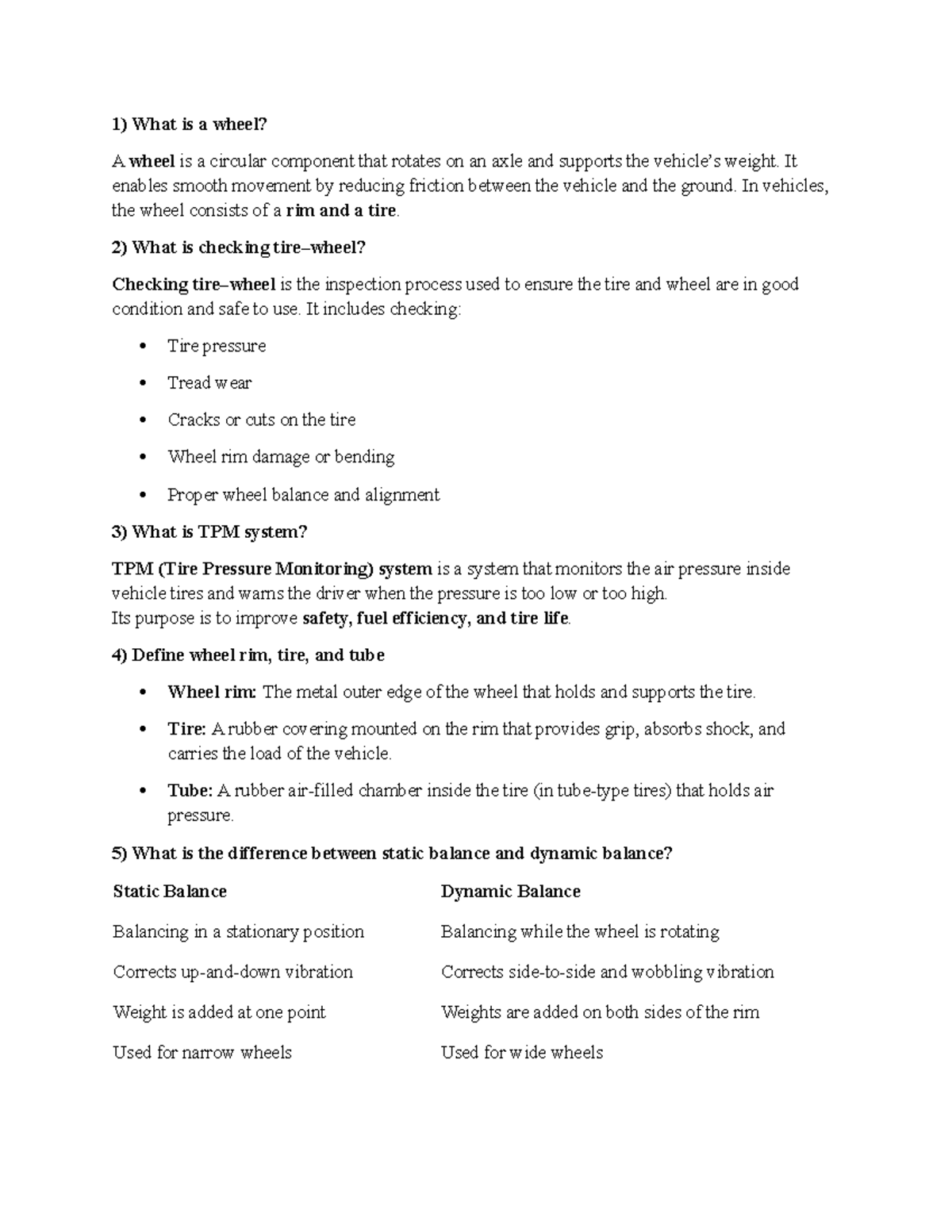 Wheel and Gear: Understanding Components and Balancing Techniques - Studocu