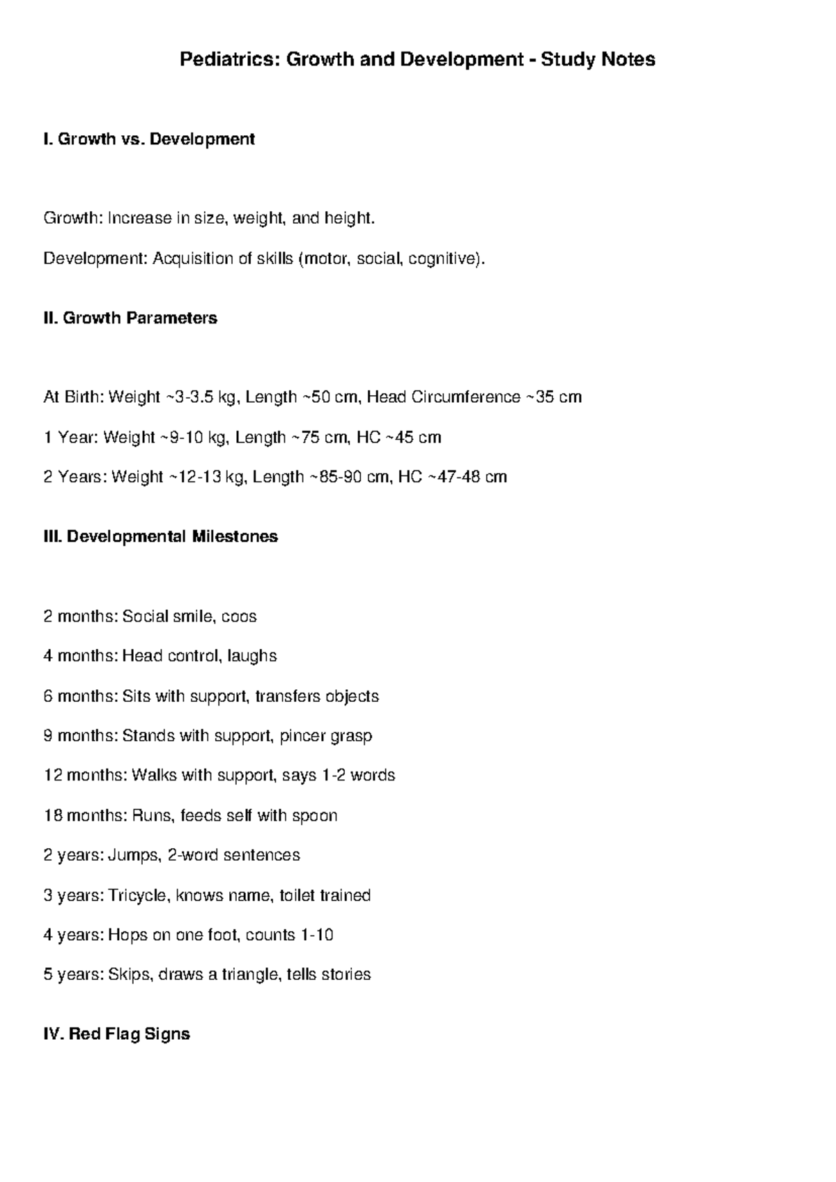 Pediatrics: Growth & Development Study Notes I - Key Milestones ...