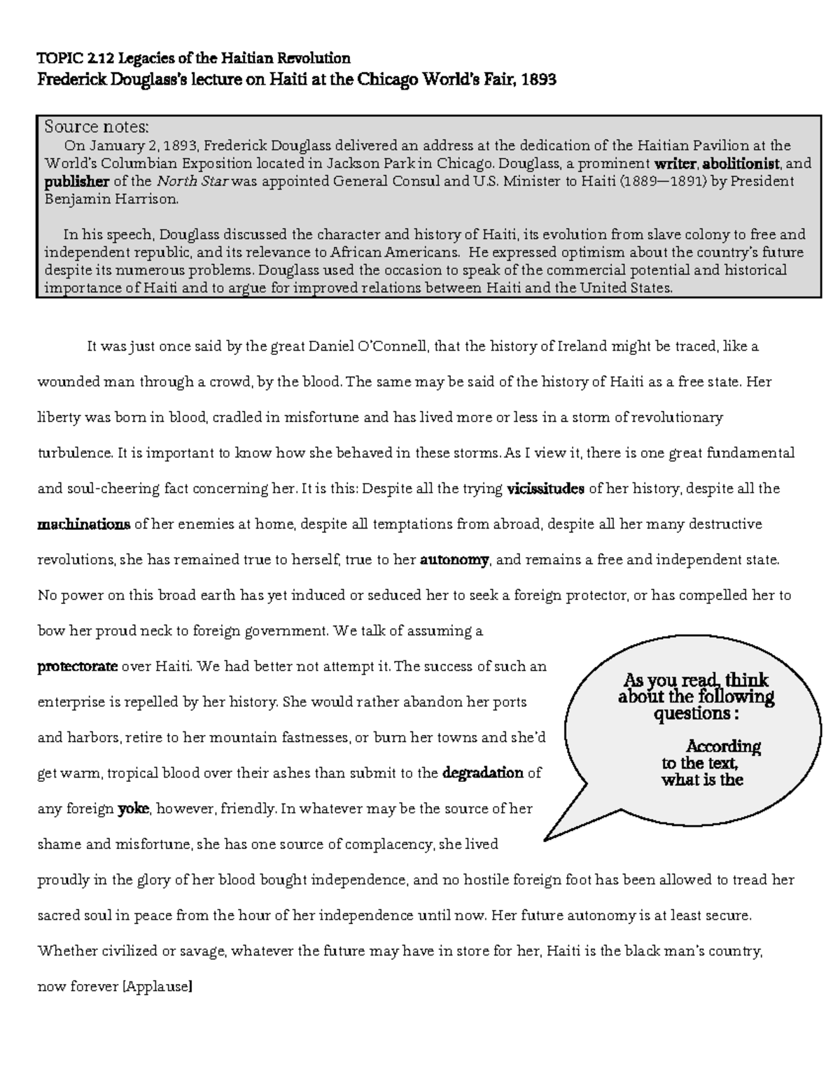 TOPIC 2.12 Final Exam Notes: Legacies of the Haitian Revolution by ...