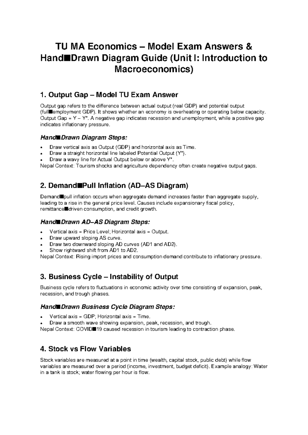 TU MA Economics Model Exam Answers: Diagram Guide (Unit I) - Studocu