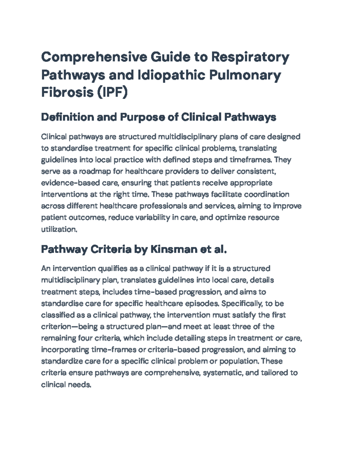 Comprehensive Clinical Pathways for Respiratory Conditions & IPF (MED ...