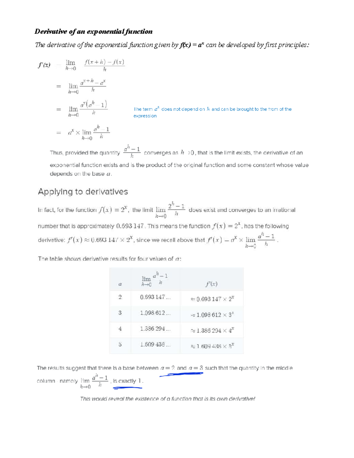 MATH 12: Differentiation of Exponential Functions (Base e) - Studocu
