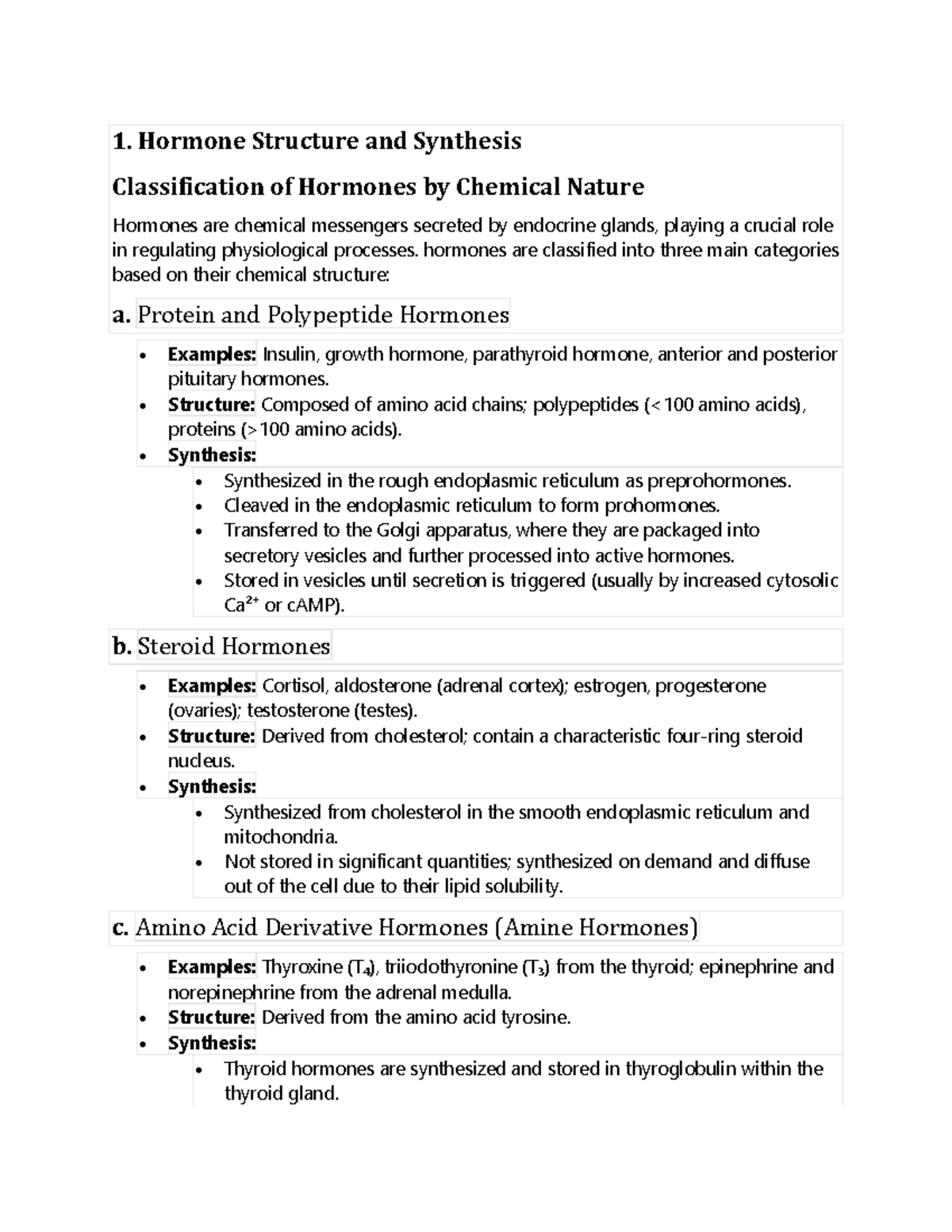 Hormone Structure, Synthesis, and Mechanisms of Action (BIO 101) - Studocu