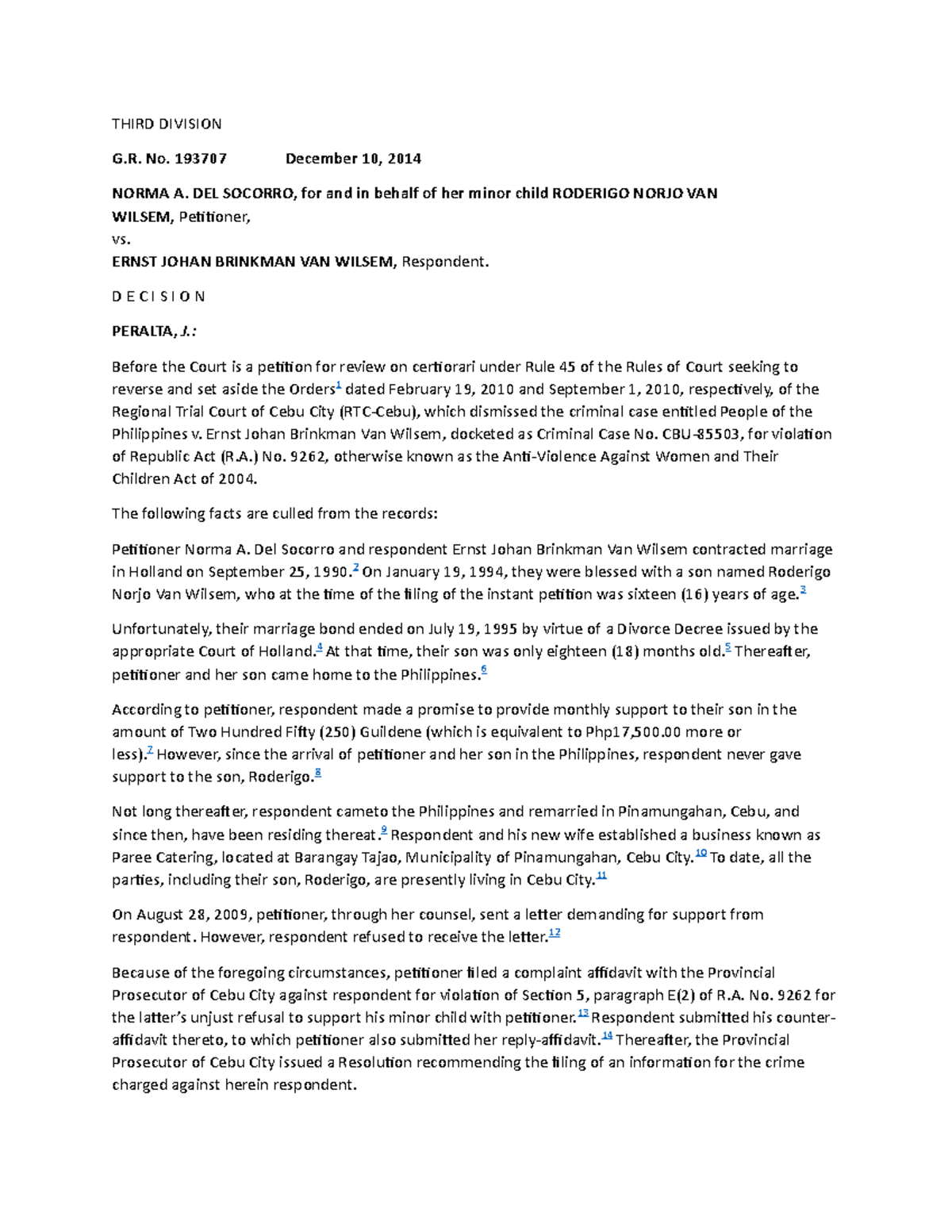 Del Socorro vs. Van Wilsem, GR No. 193707, (12 - THIRD DIVISION G. No ...