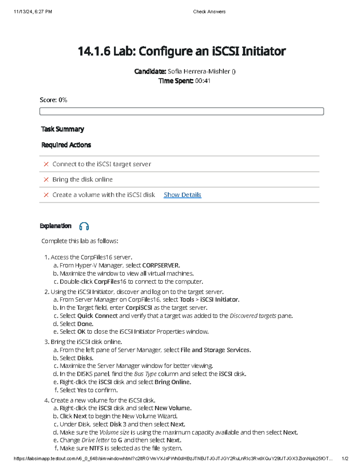 14.1.6 Lab: Configuring iSCSI Initiator for Network Pro - Studocu