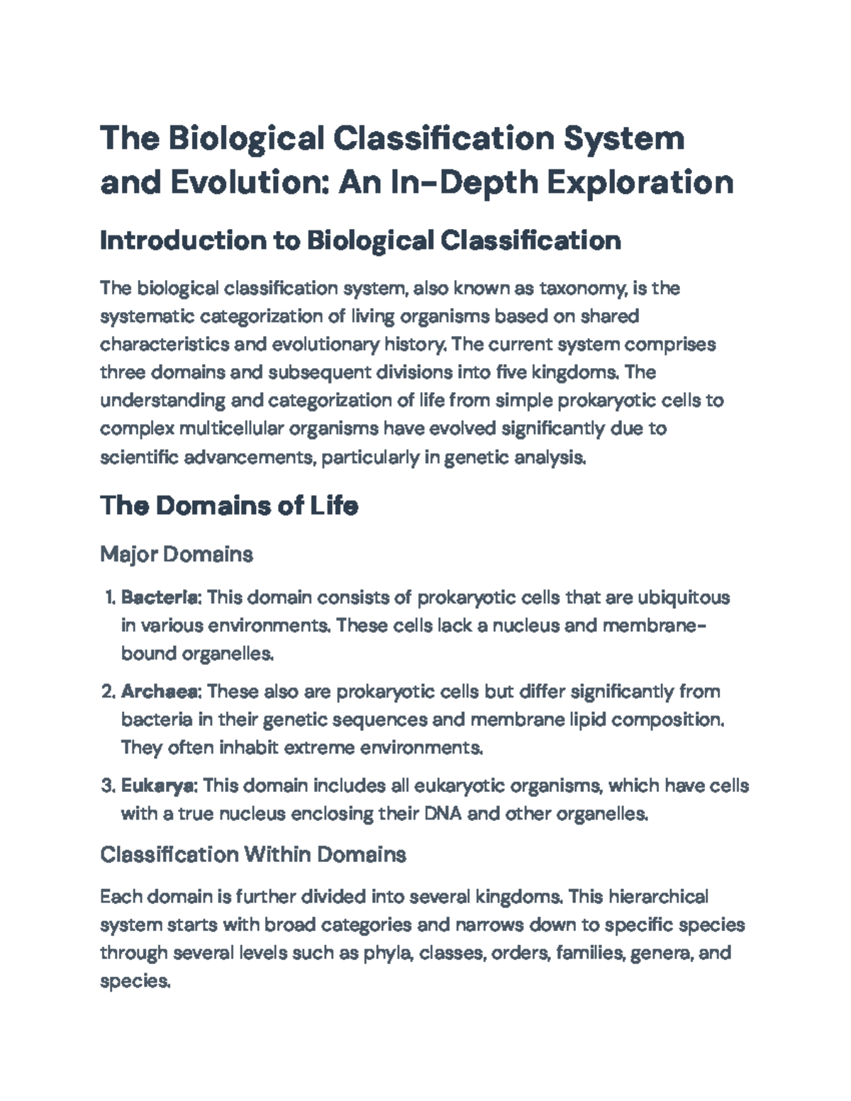 Biological Classification and Evolution: An Overview of Taxonomy - The ...