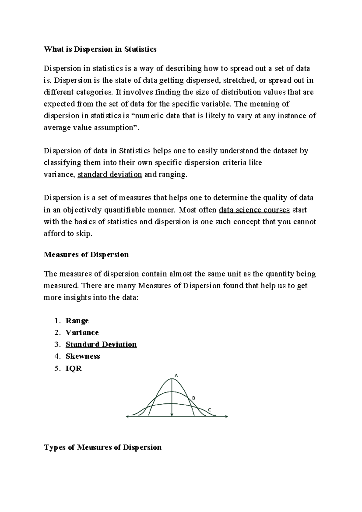 Understanding Dispersion in Statistics: Key Concepts and Measures - Studocu
