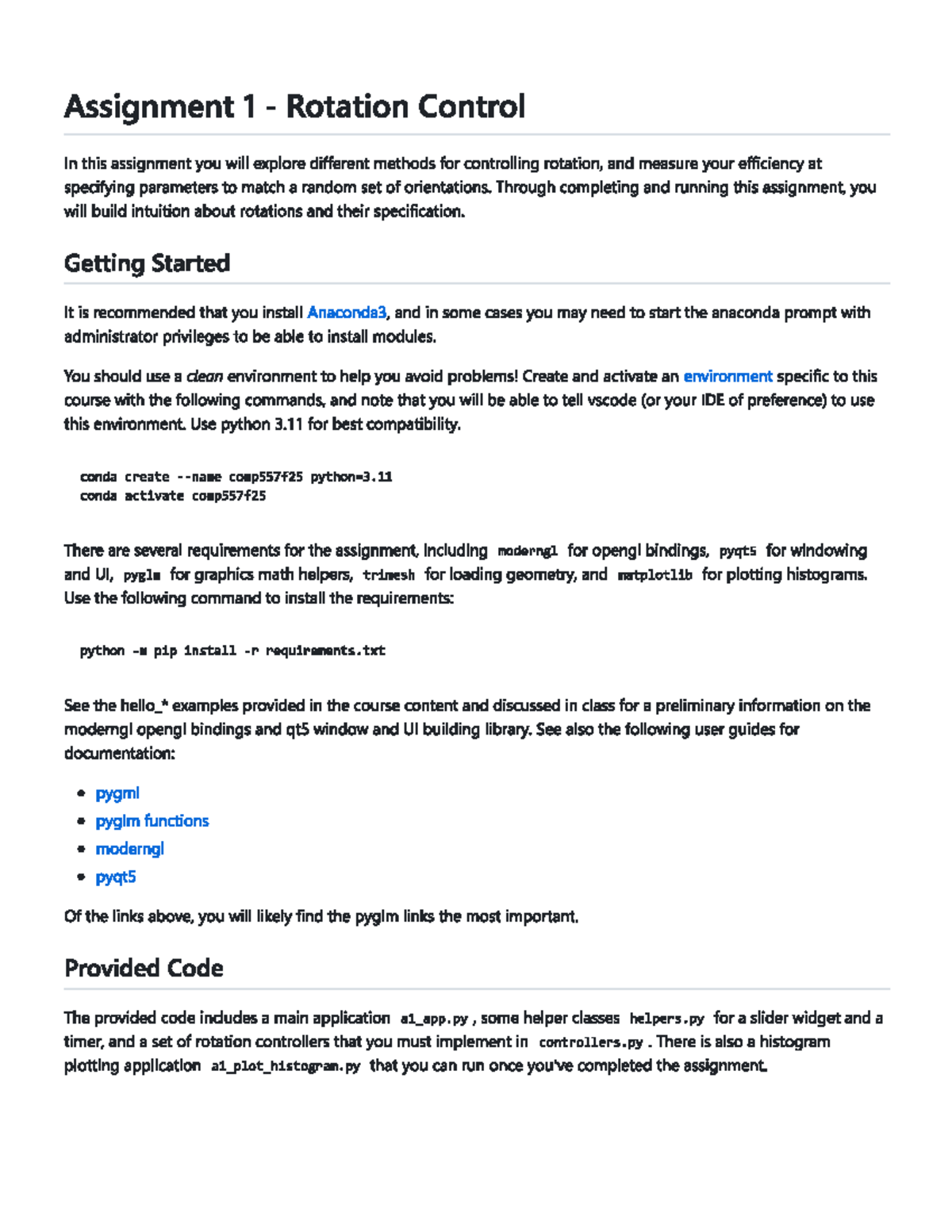 Comp557F25 Assignment 1: Rotation Control Specification - Studocu