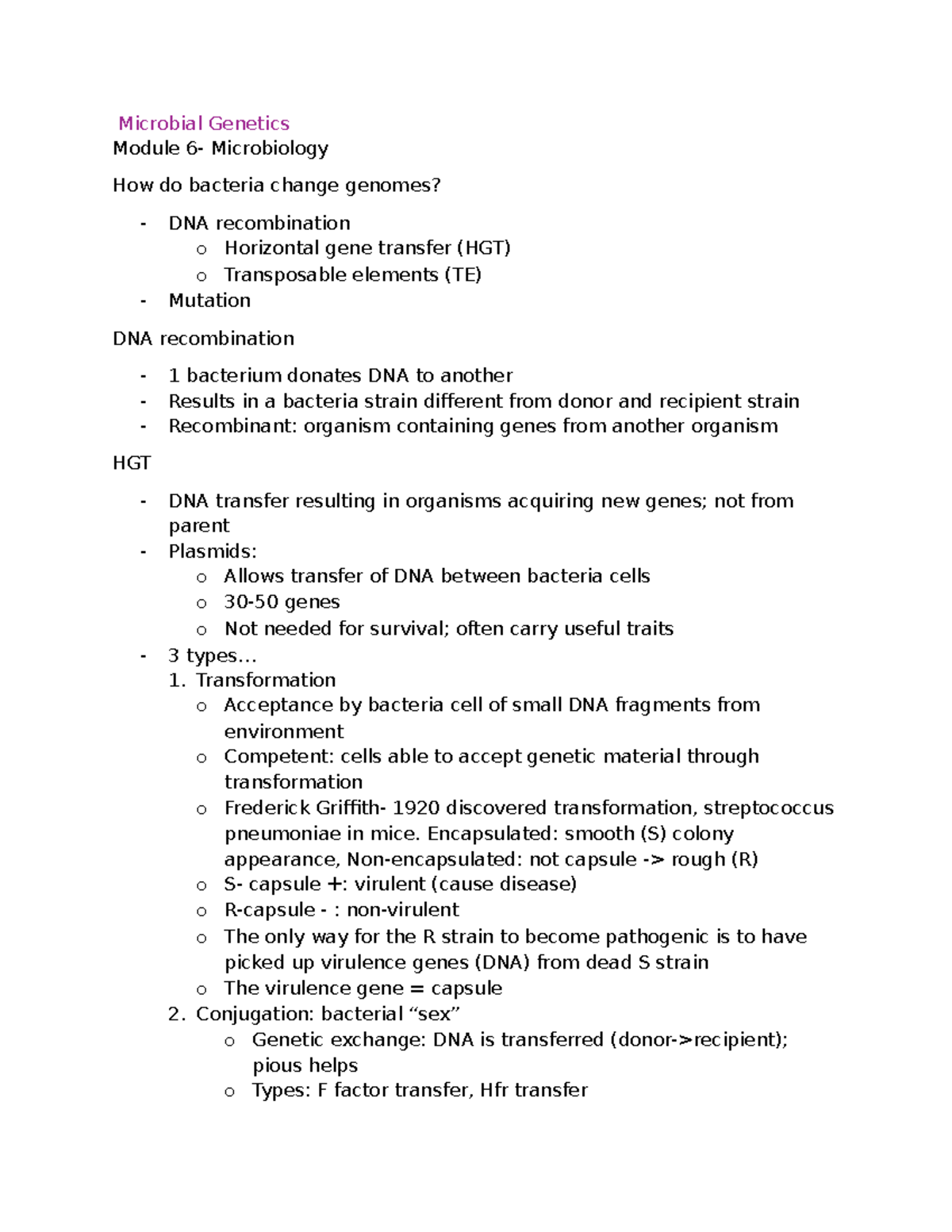 Microbial Genetics: Module 6 - Bacterial Genome Changes and Mutation ...