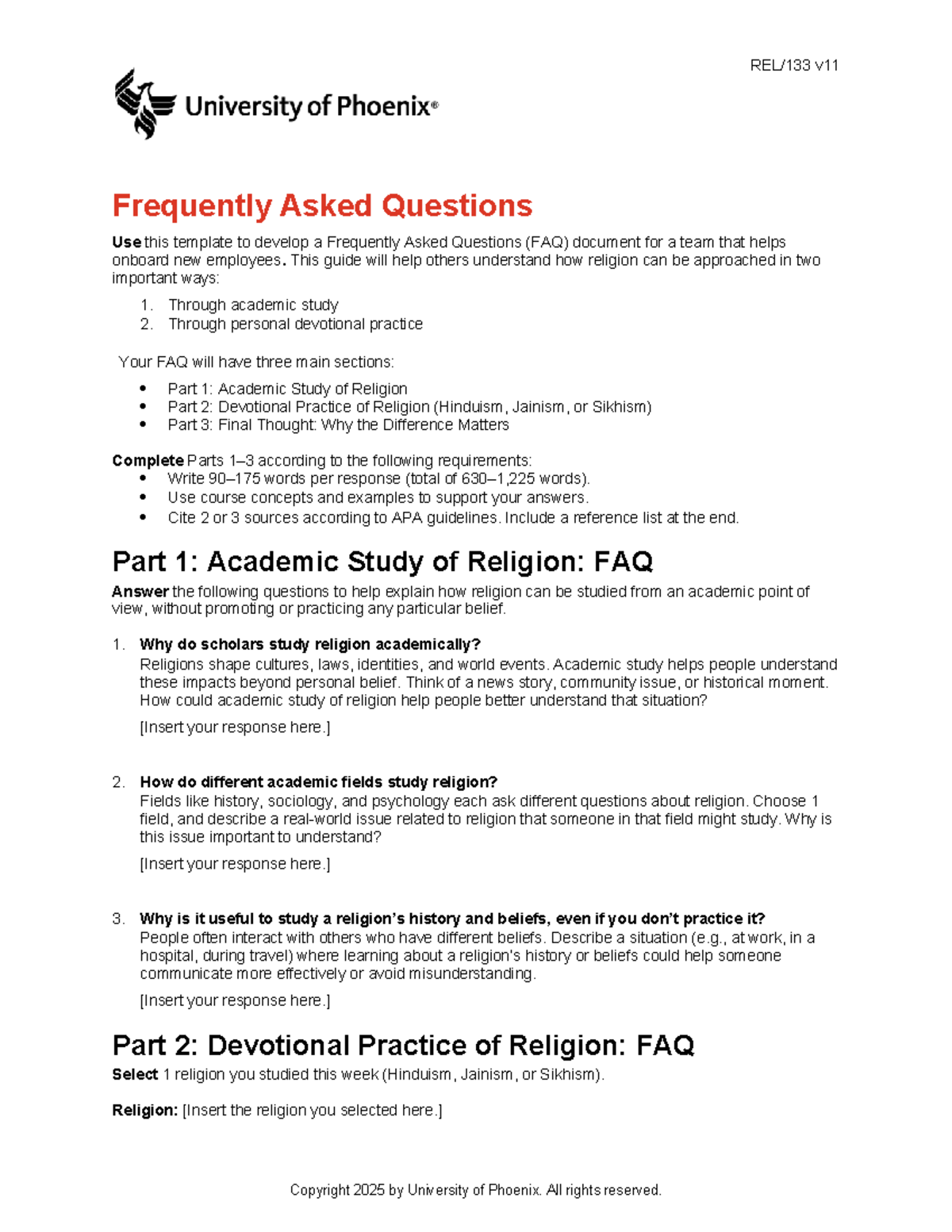REL133 v11 FAQ: Academic Study & Devotional Practice of Religion - Studocu