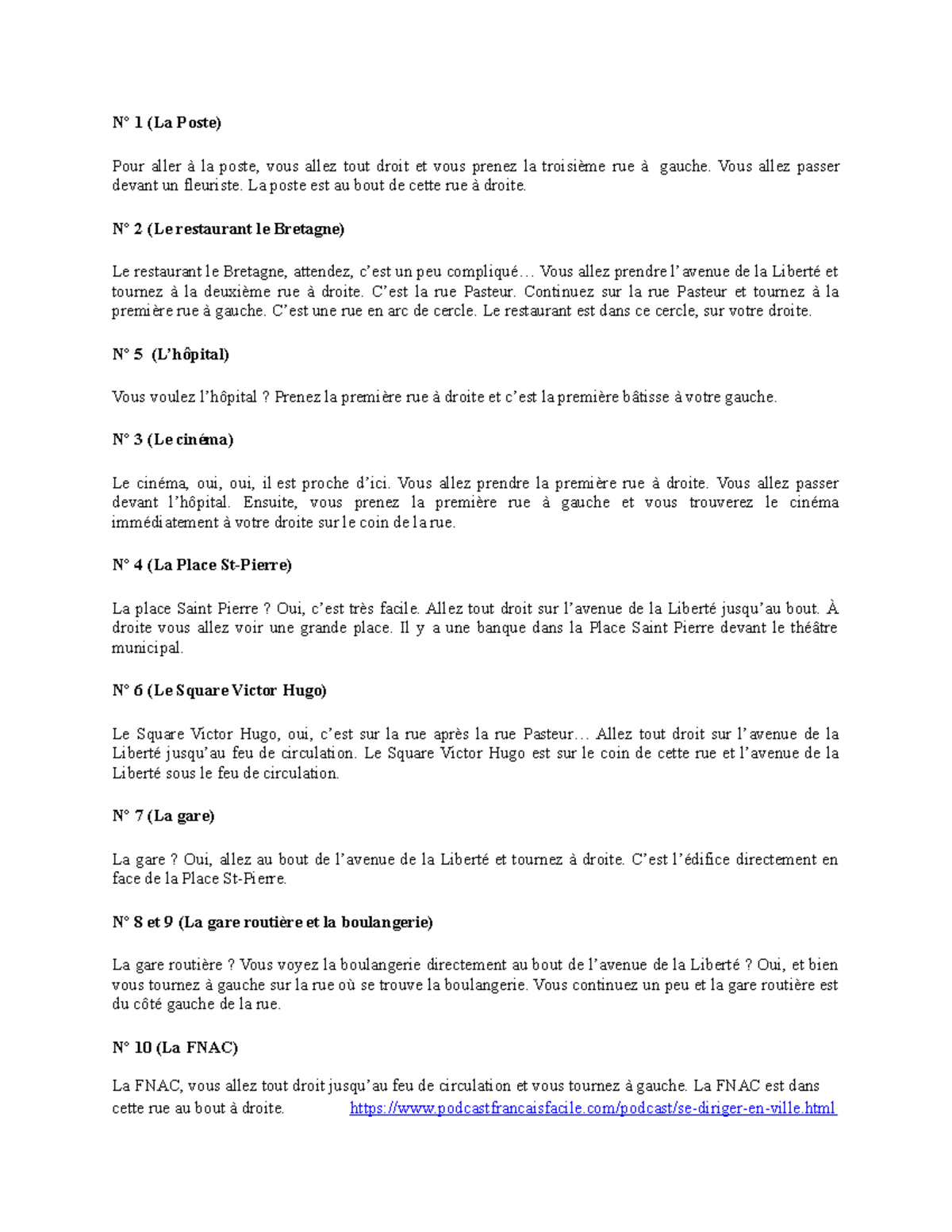 Leçon 3 - Se Diriger dans une Ville : Transcription et Corrigé - Studocu