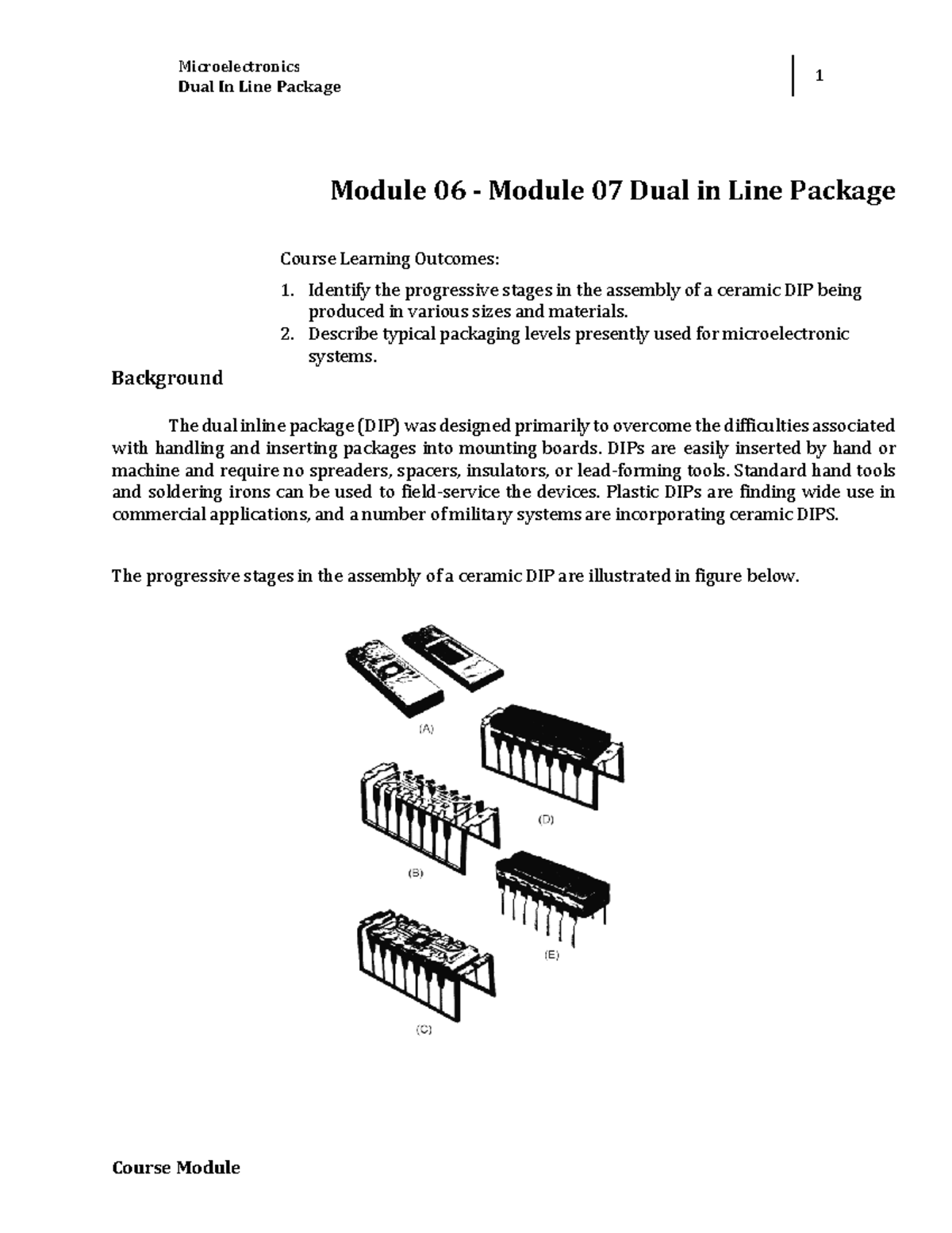 Microelectronics Course - Module 06 & 07: Dual In-Line Package Overview - Studocu