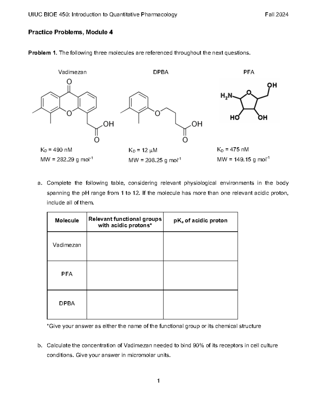 Module 4 Practice Problems: Molecular Binding and Equilibrium Analysis ...