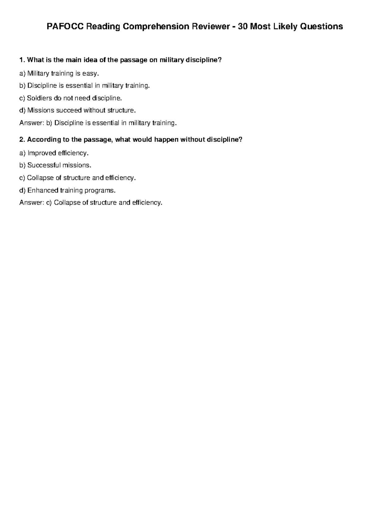 Pafocc Reading Comprehension Reviewer - PAFOCC Reading Comprehension ...