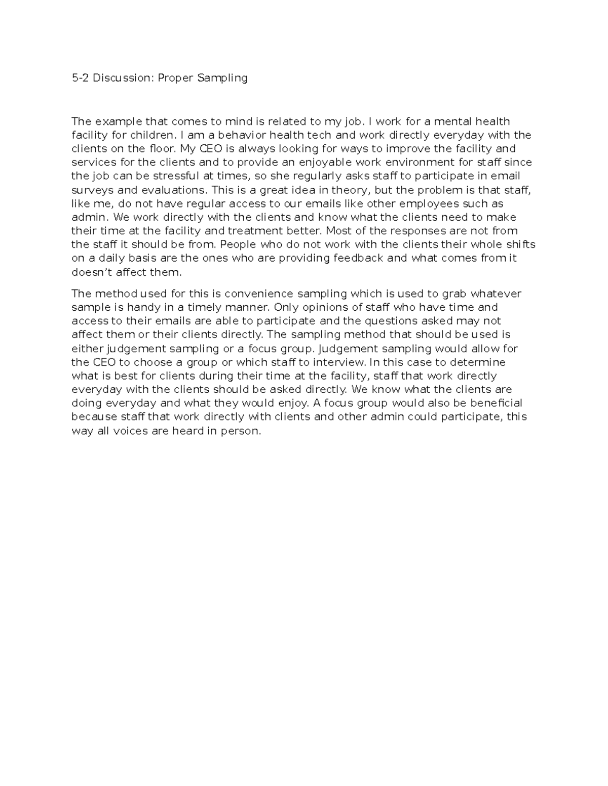 5-2 Discussion: Effective Sampling Strategies for Mental Health ...