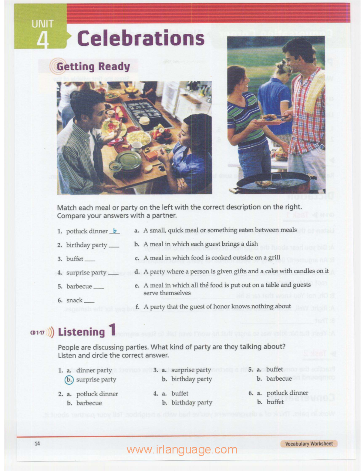 UNIT 4: Celebrations and Party Planning Activities - Studocu