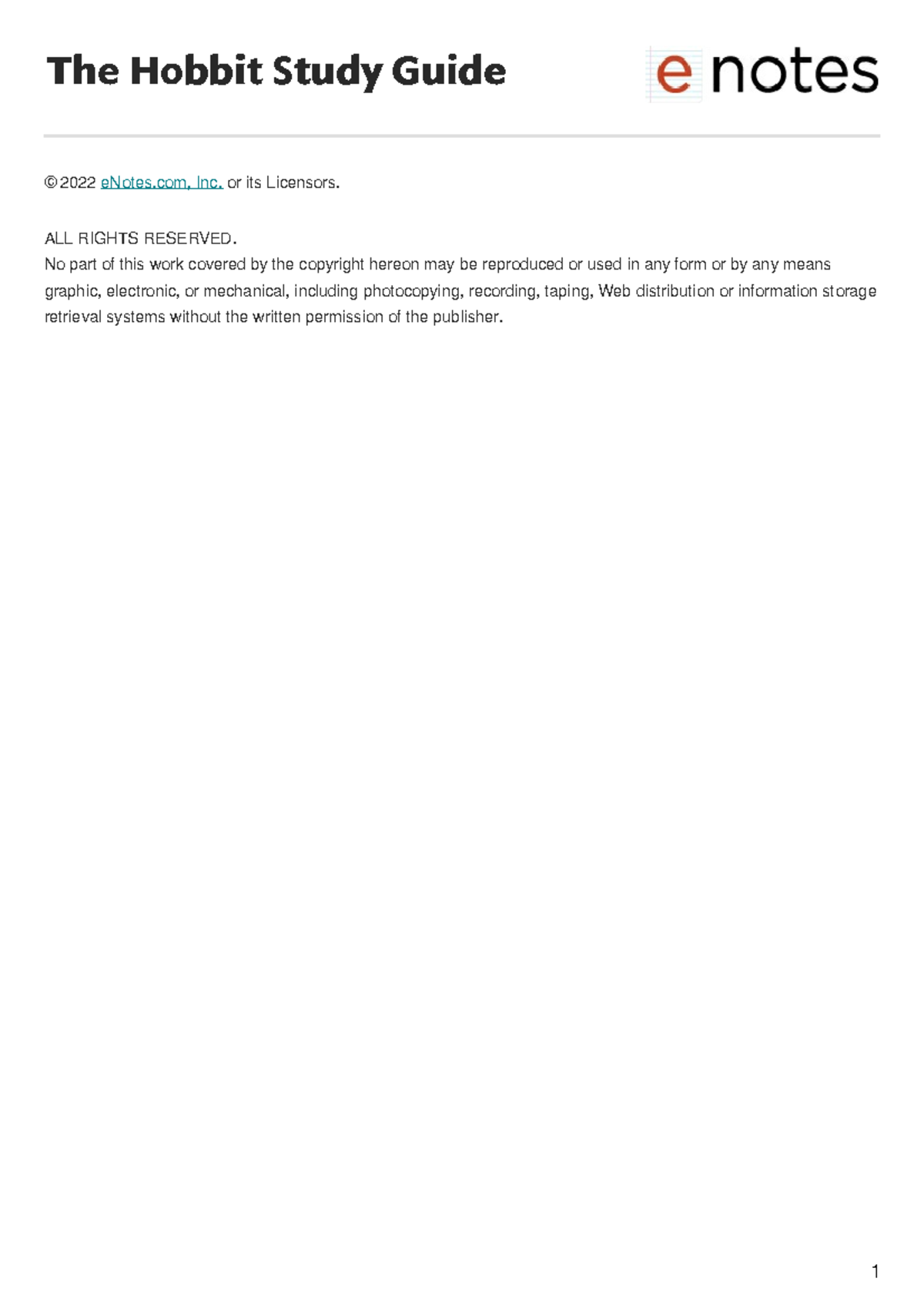 The Hobbit Study Guide: Detailed Chapter Summaries and Analysis - Studocu