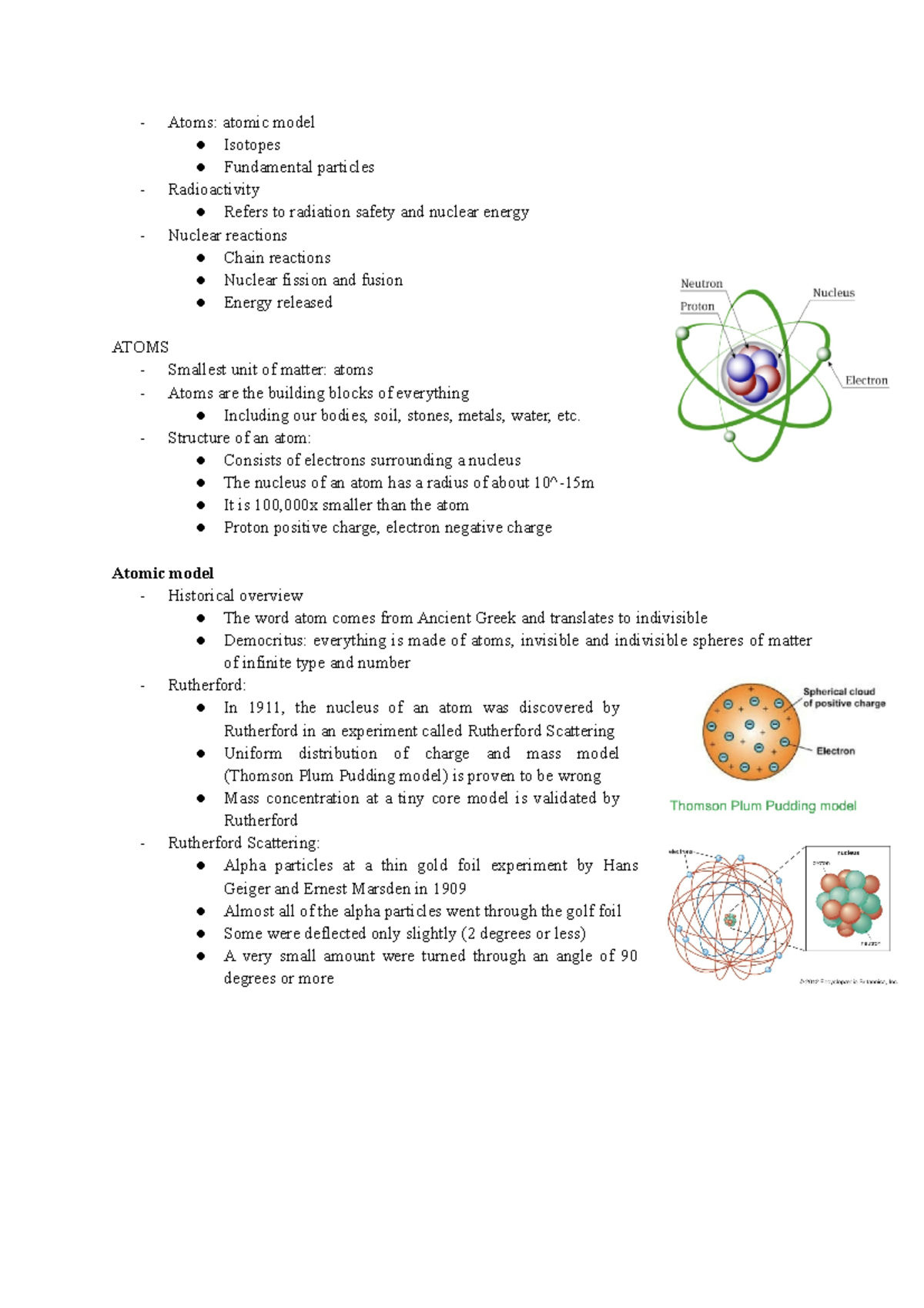 L9+10 Lecture Notes on Atoms, Radioactivity & Nuclear Reactions - Studocu